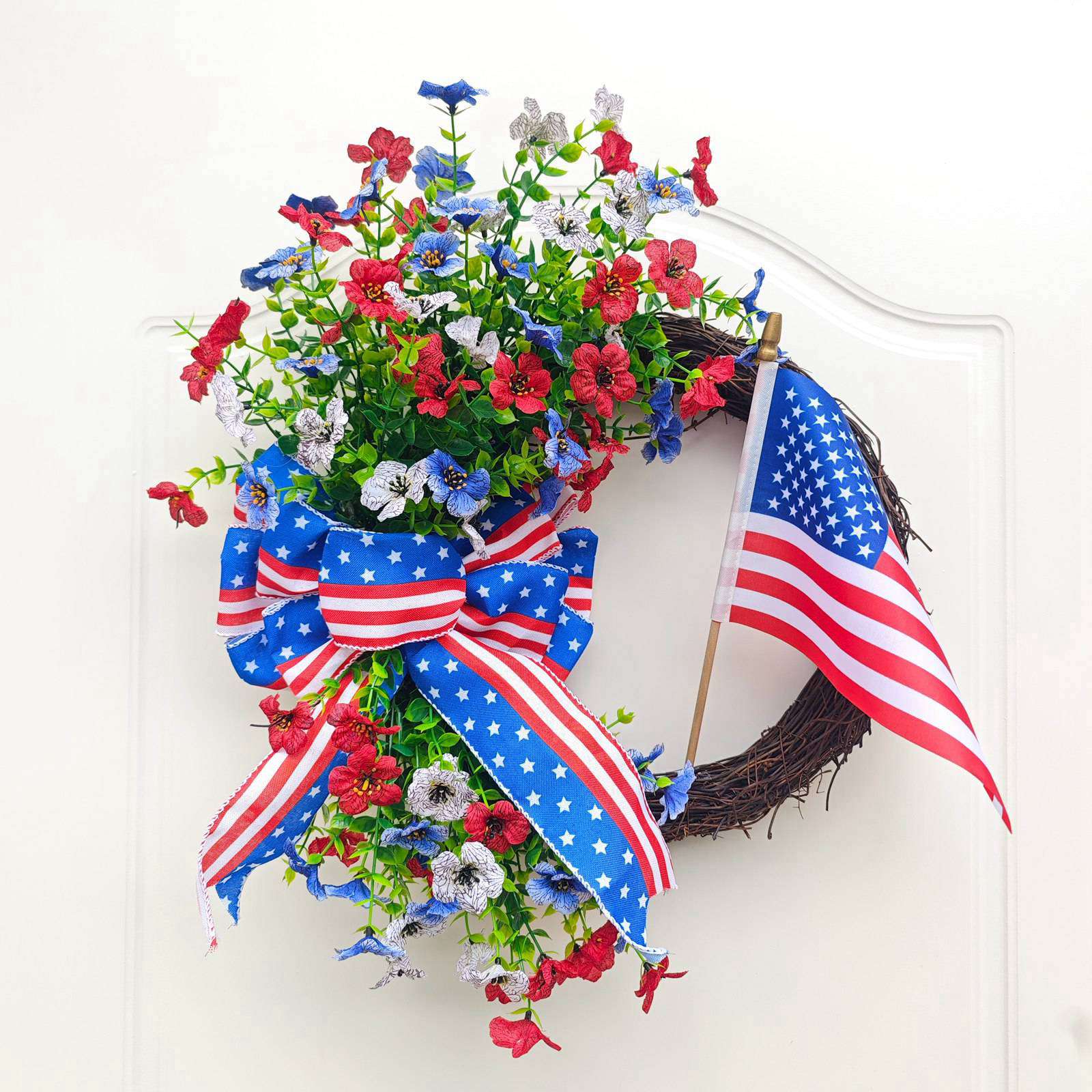 4th Of July Memorial Day Wreath 24 Inch Patriotic American Flag Wreath ...