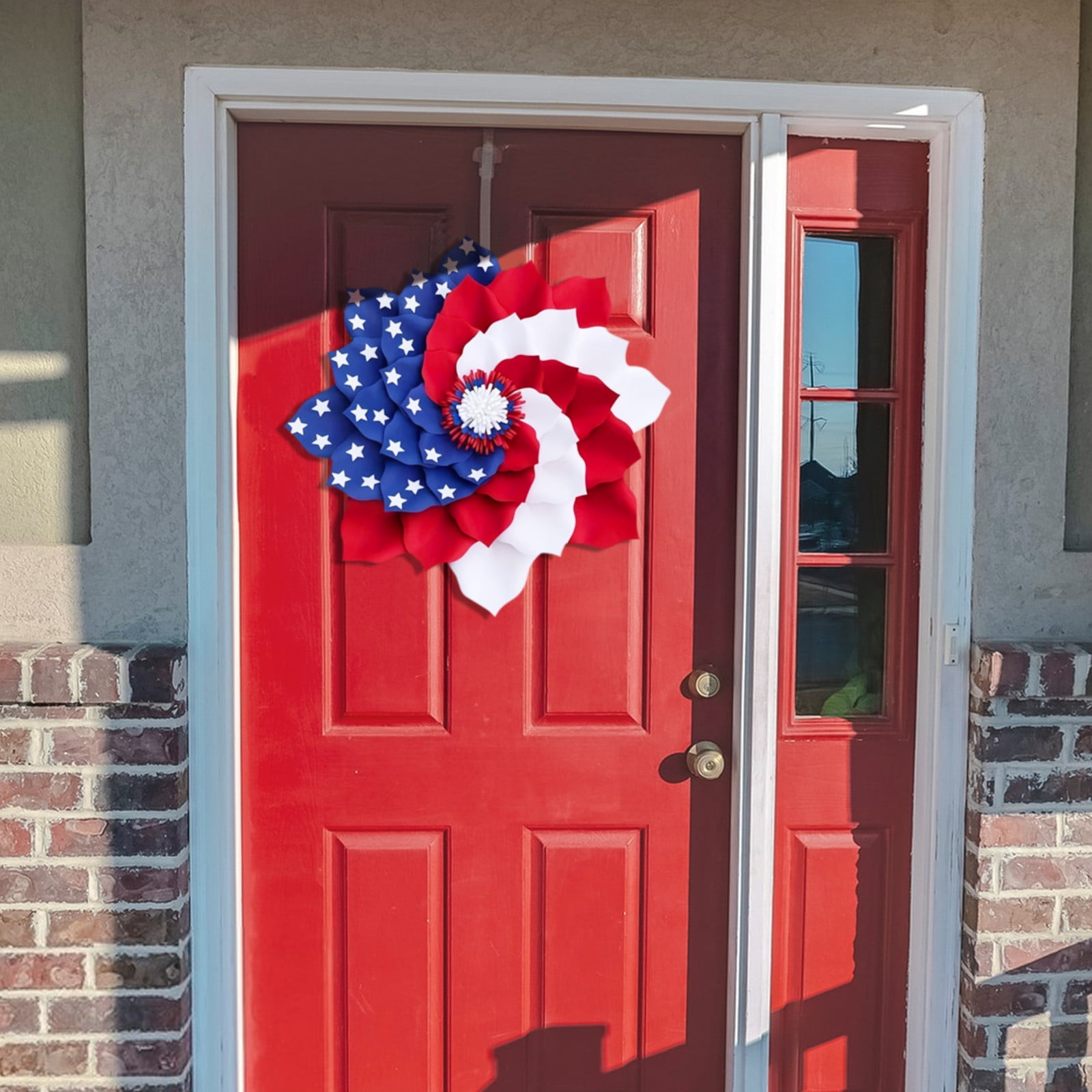 Patriotic Wreath for Front Door Artificial Spring Summer Floral Wreath ...