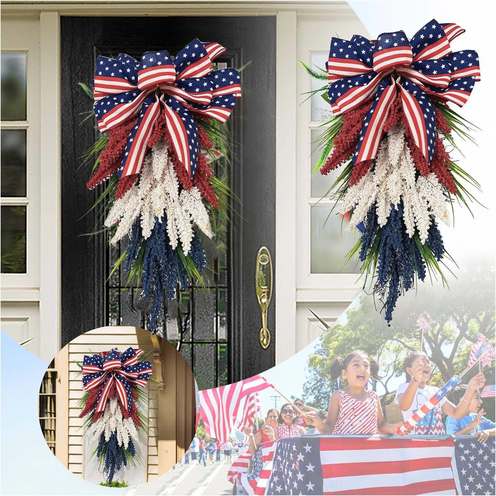 Patriotic Wreath Red, White, and Blue Wreath for Front Door - Wreath ...