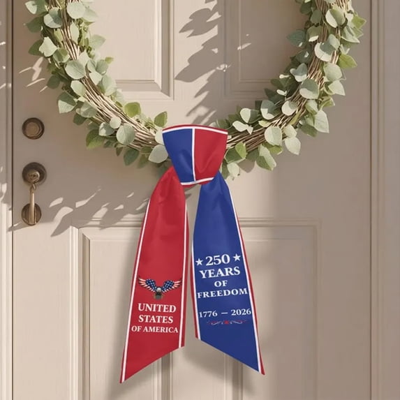 Patriotic Wreath Sash, 250th Anniversary USA Front Door Ribbon, 1776 ...