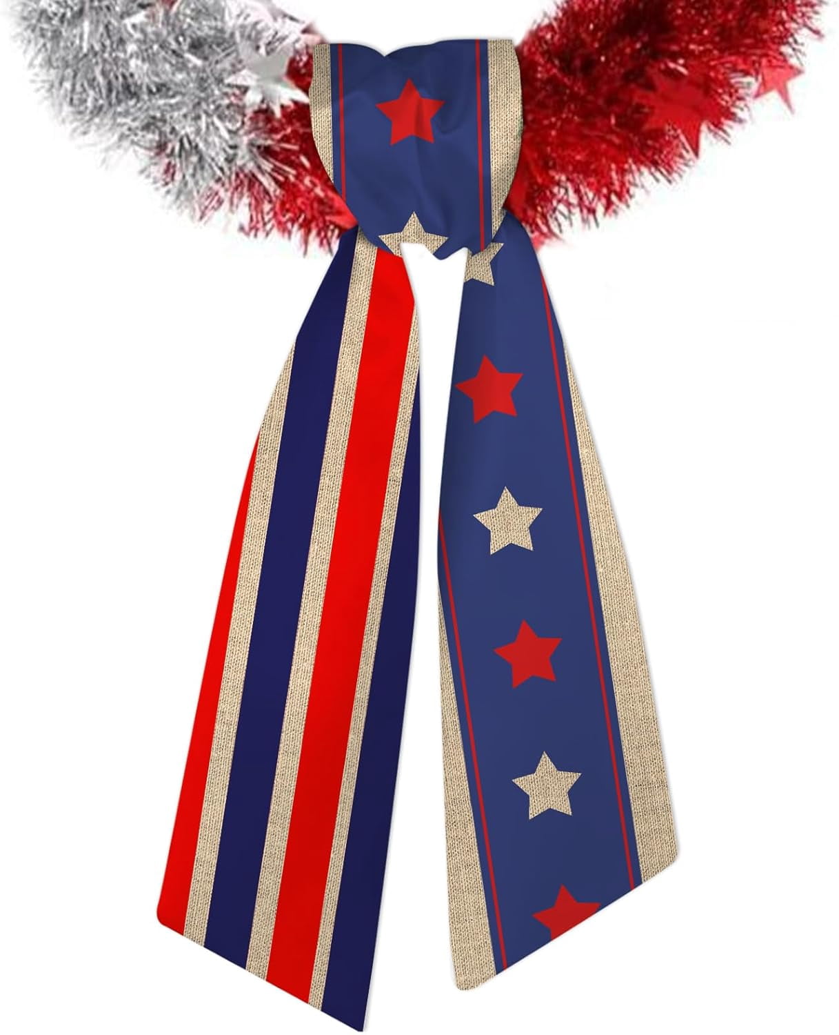 Patriotic Wreath Sash for Front Door, Red Blue Stripe Wreath Scarf DIY ...