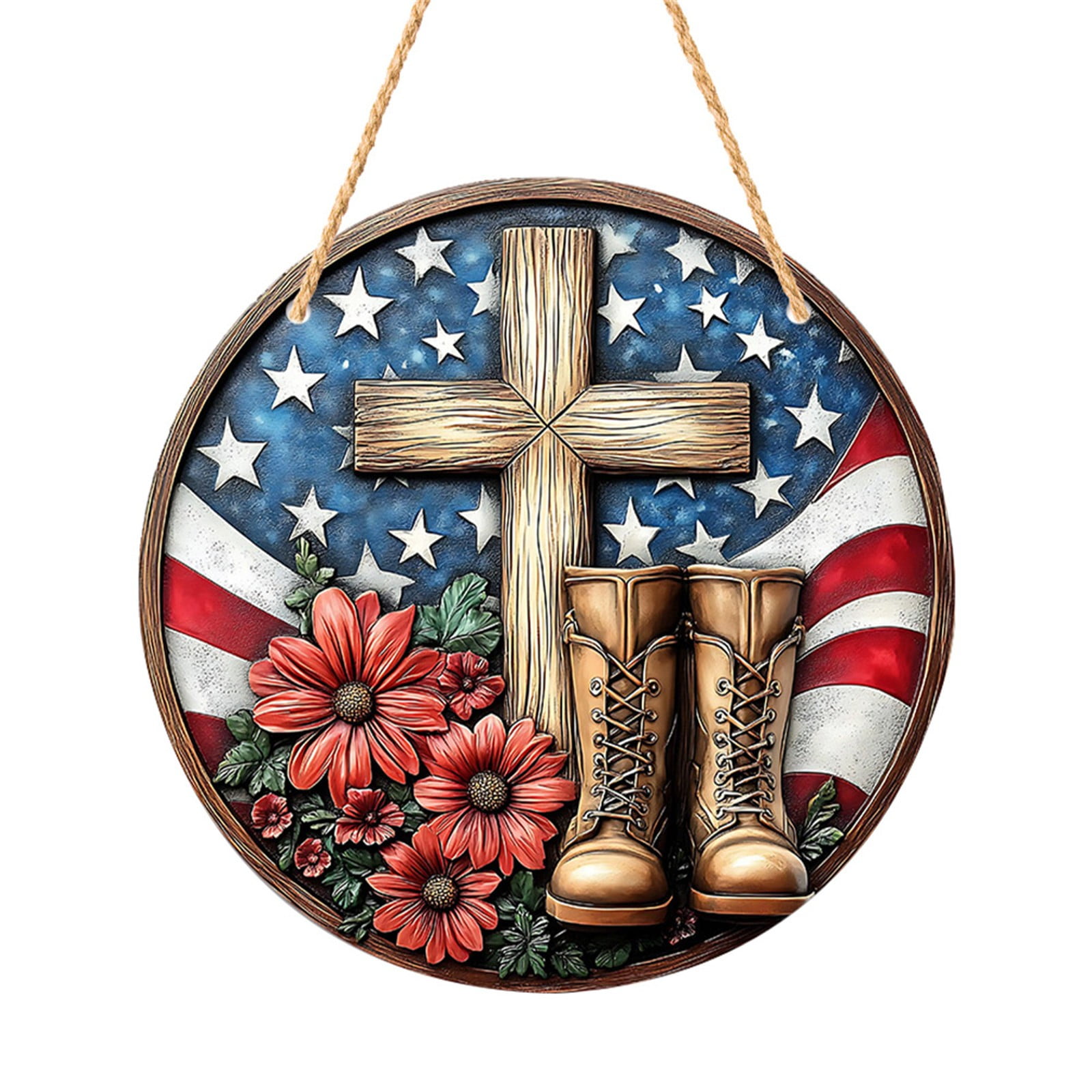 Patriotic Wreaths 4th Of July Summer Burlap Stripe And Printed Wreath ...