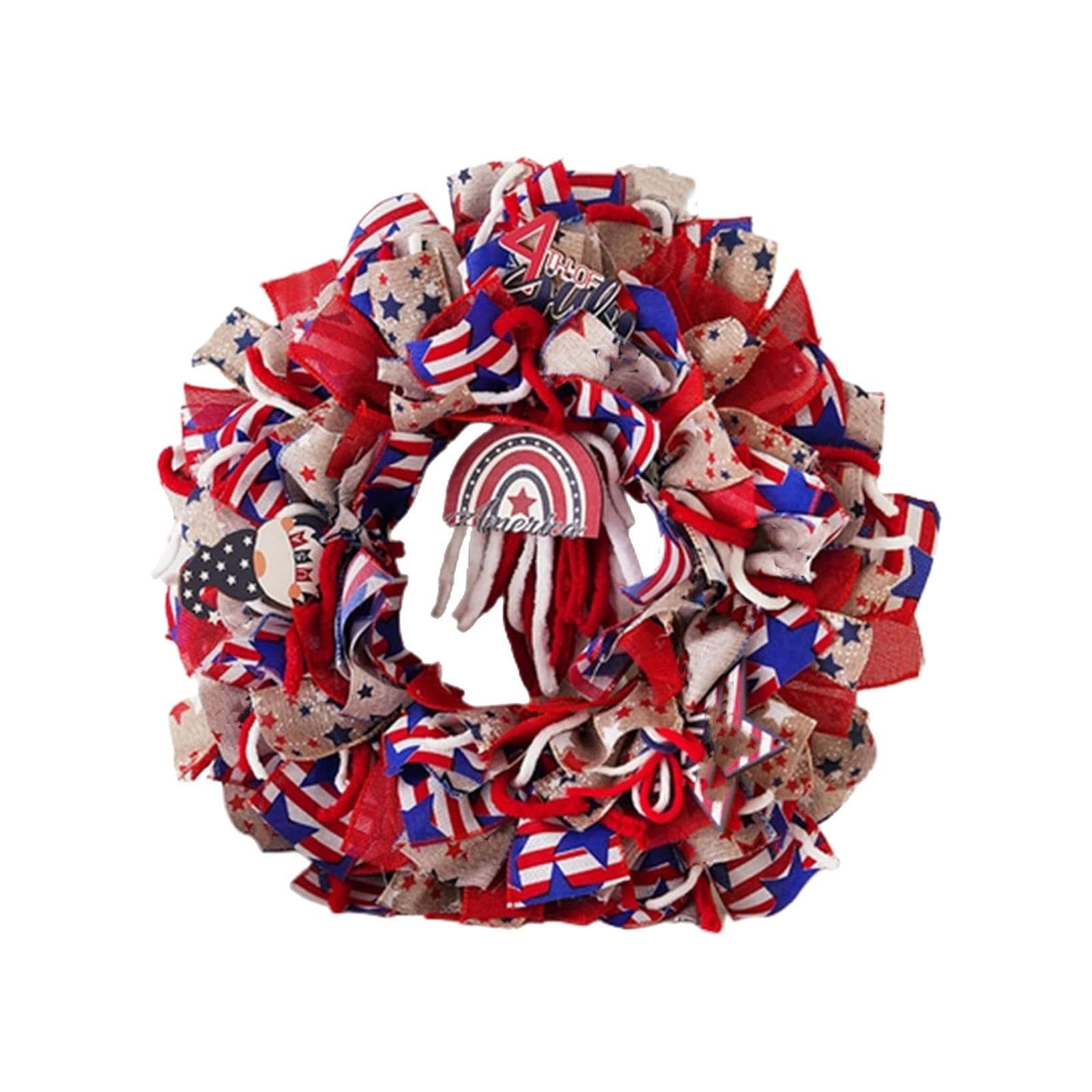 Patriotic Wreaths 4th Of July Summer Burlap Stripe And Printed Wreath ...