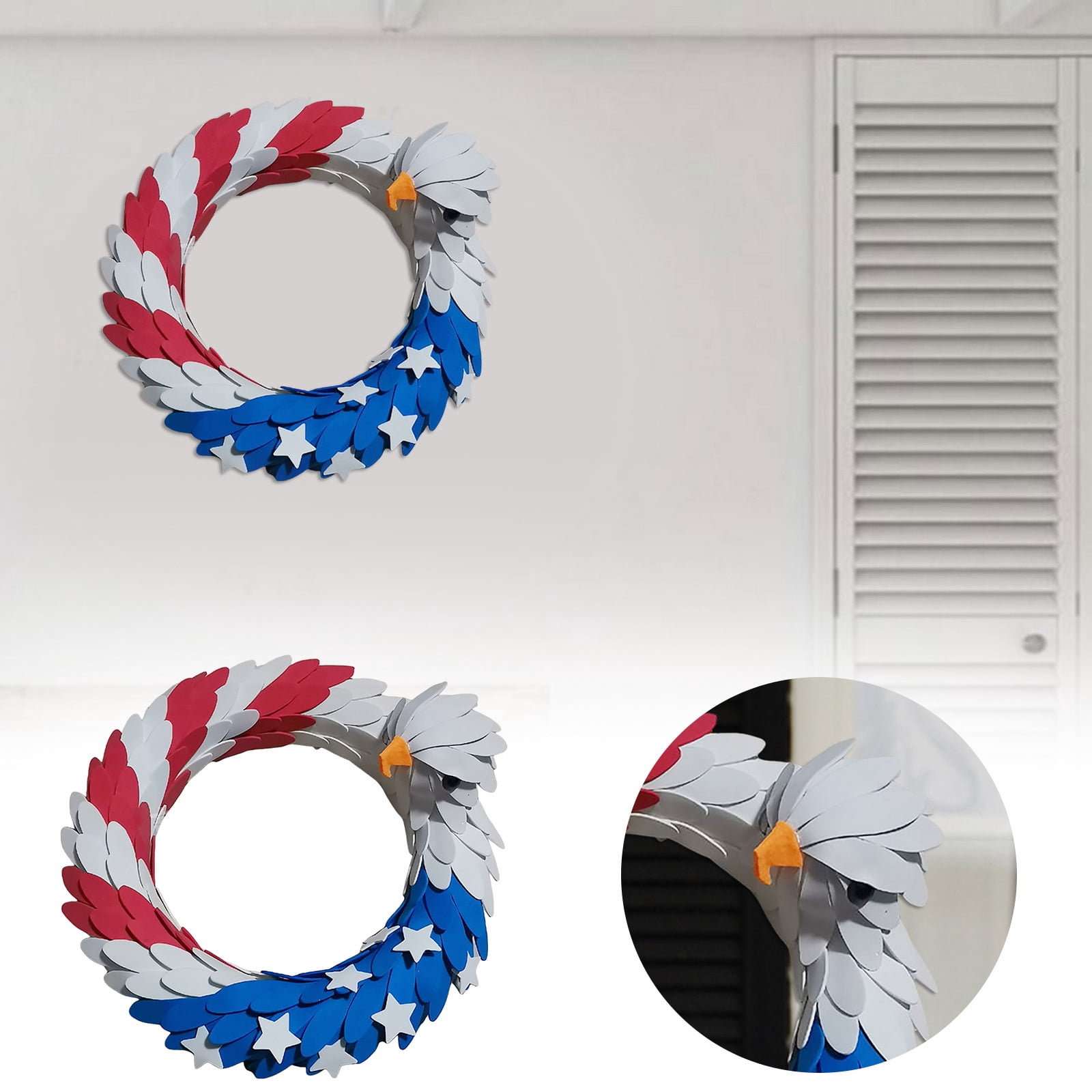 Patriotic Wreaths For Front Door Eagle Flag Red White Blue Wreath ...