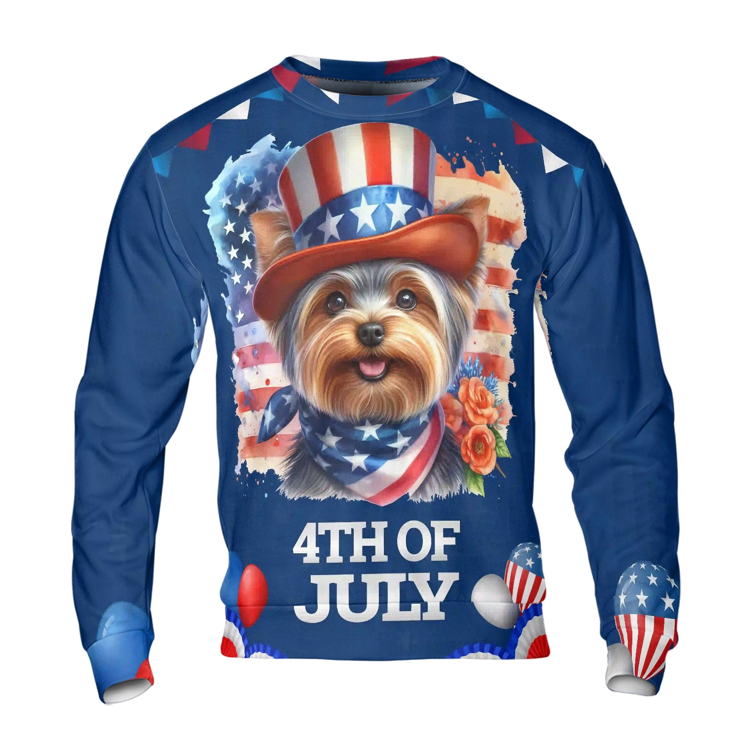 Patriotic Yorkshire Terrier Celebrates 4th of July All Over Print 3D ...
