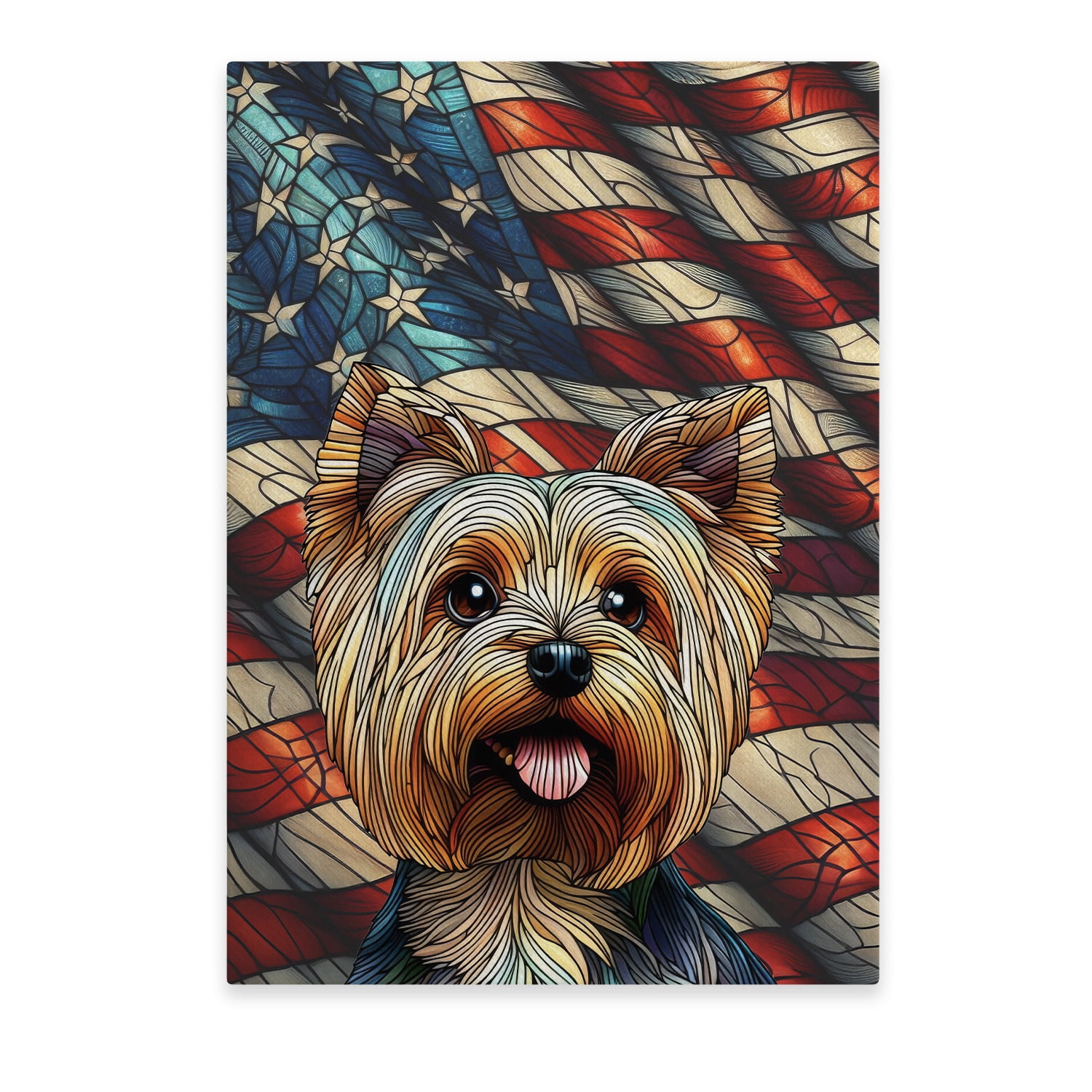 Patriotic Yorkshire Terrier Stained Glass Portrait American Flag ...