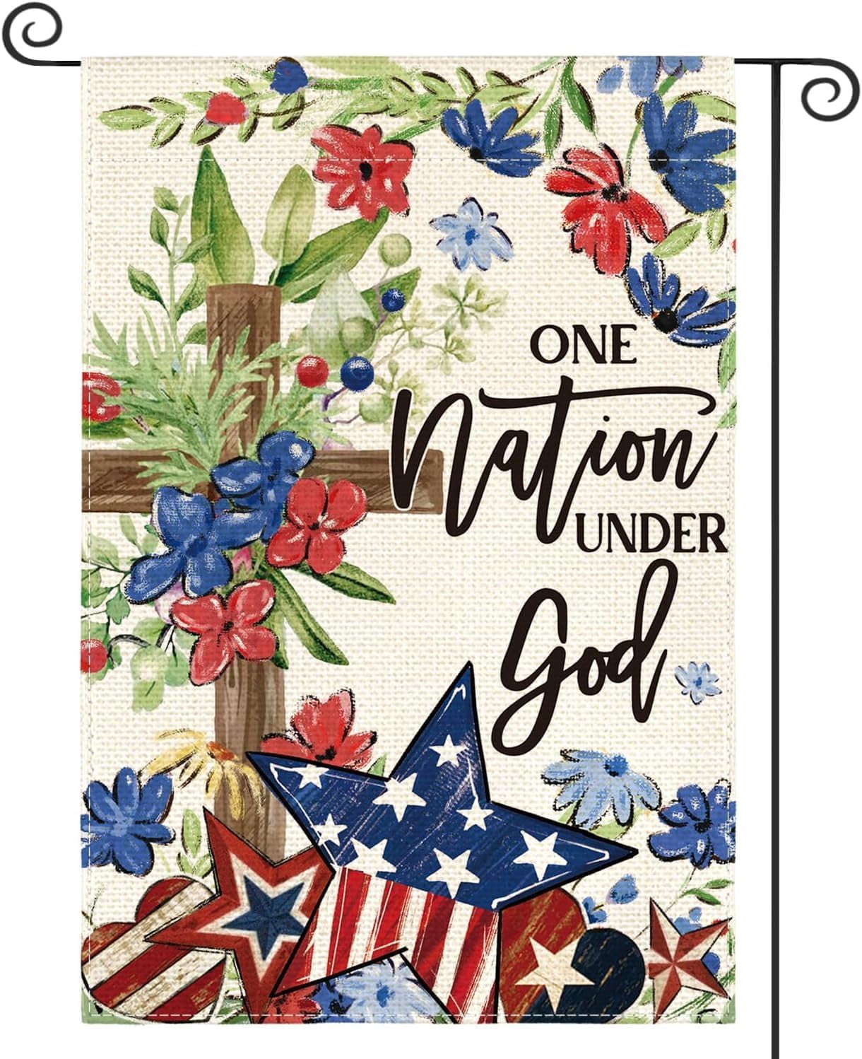 Patriotic american usa July 4th Christian God Bless Cross Double-sided ...