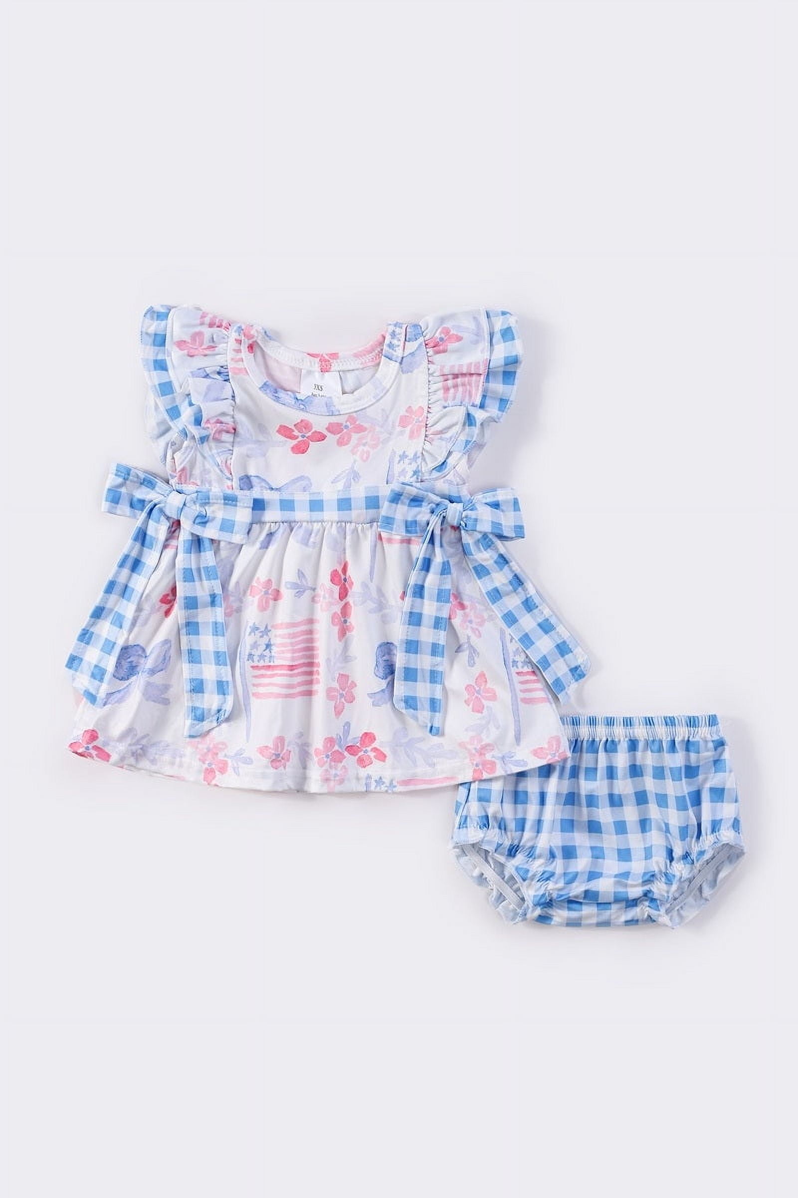 Patriotic bow flag print girl bloomer set (3M) - Walmart.com