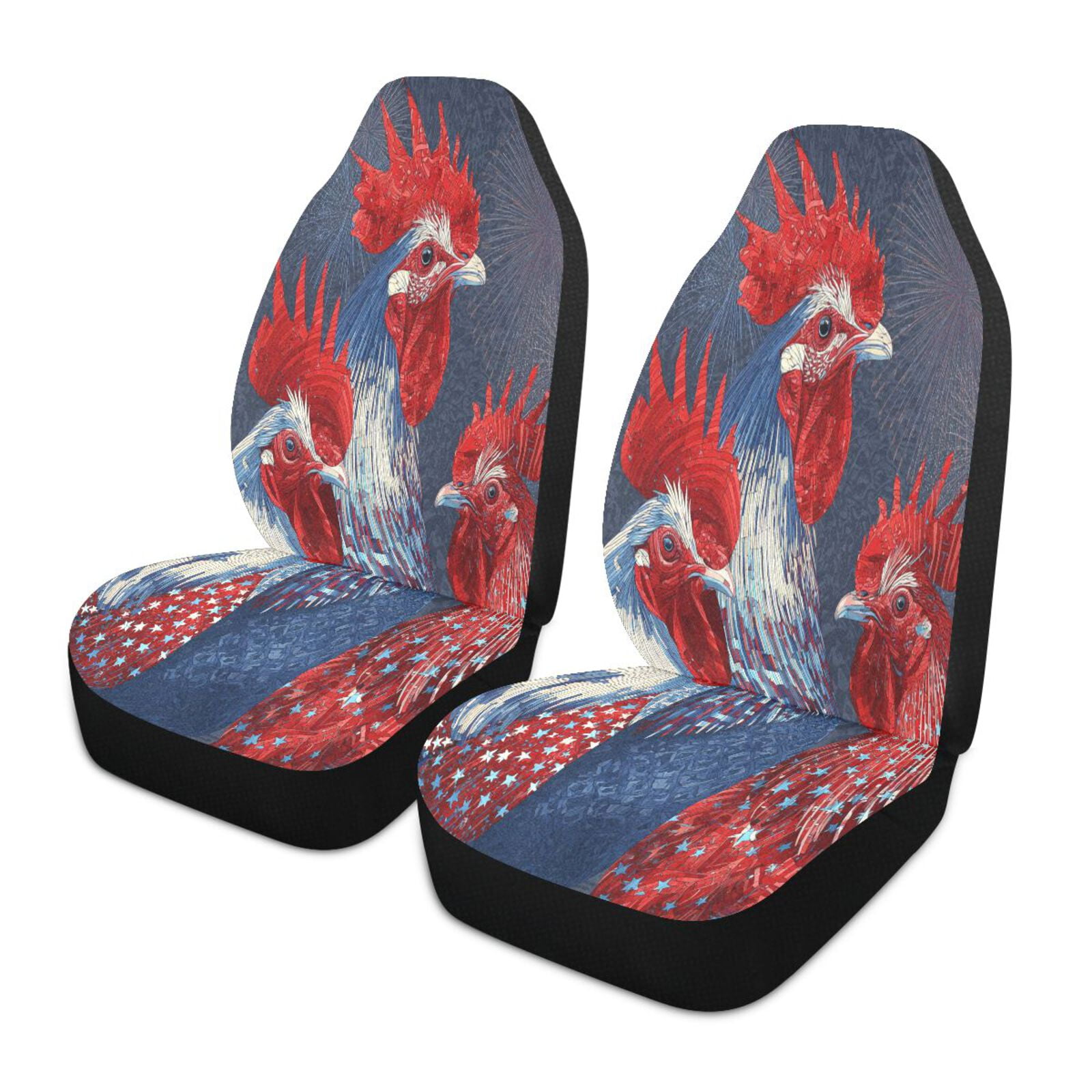 Patriotic roosters firework display(2)Car Seat Covers Set of for 2 ...