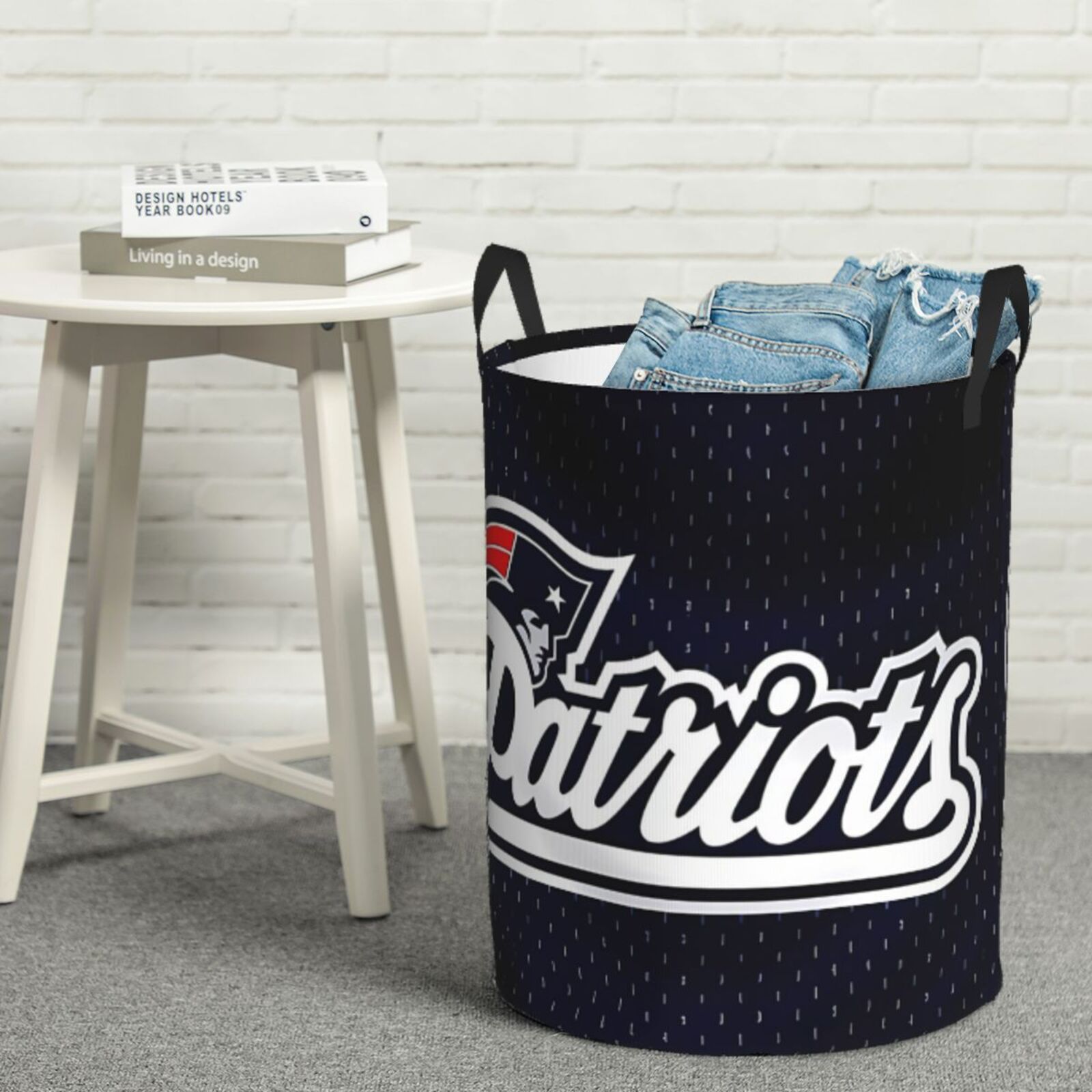 Patriots Football Team Custom Laundry Basket with Handle Round Single ...