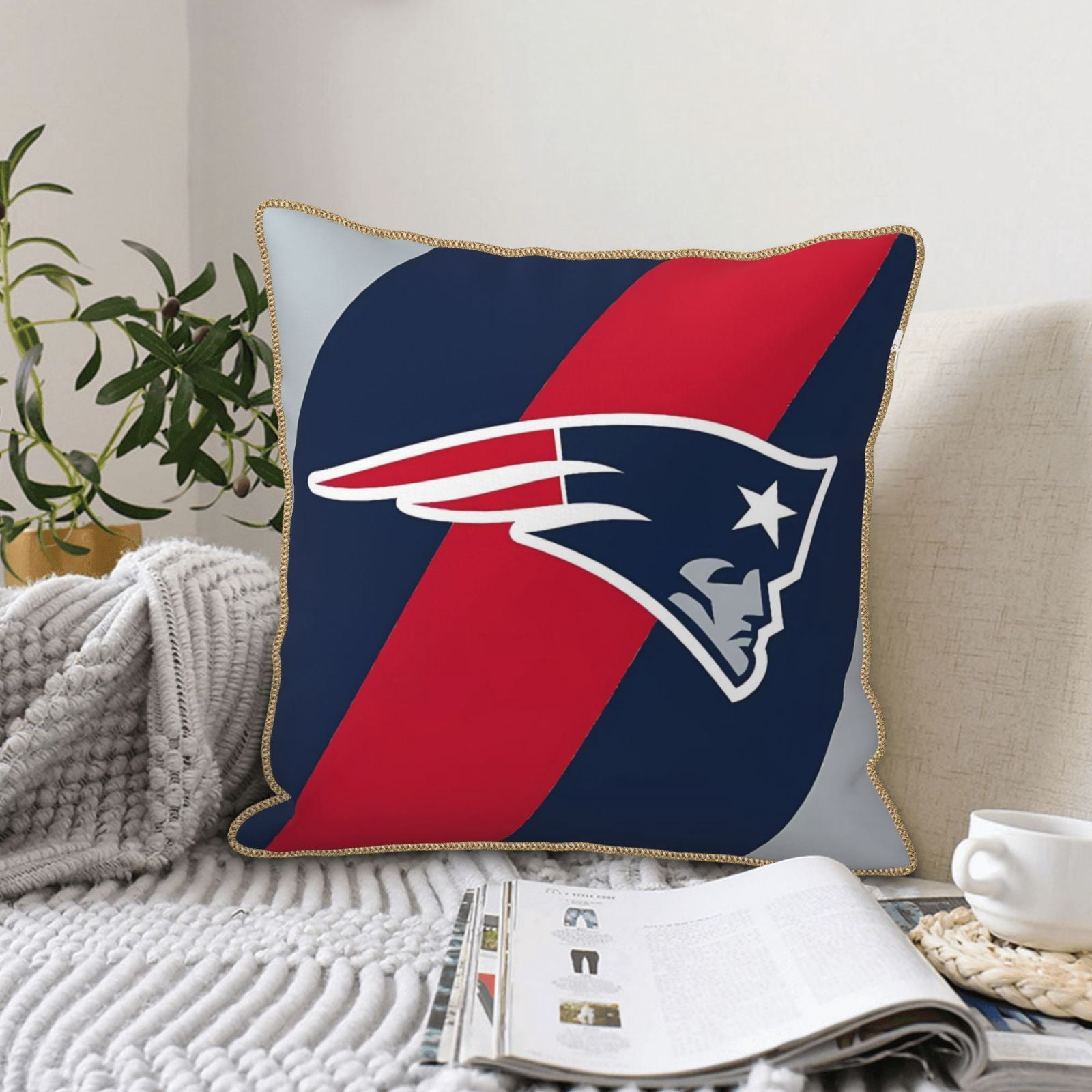 Patriots Football Team Custom Velvet Border Pillow Cover Decorative ...