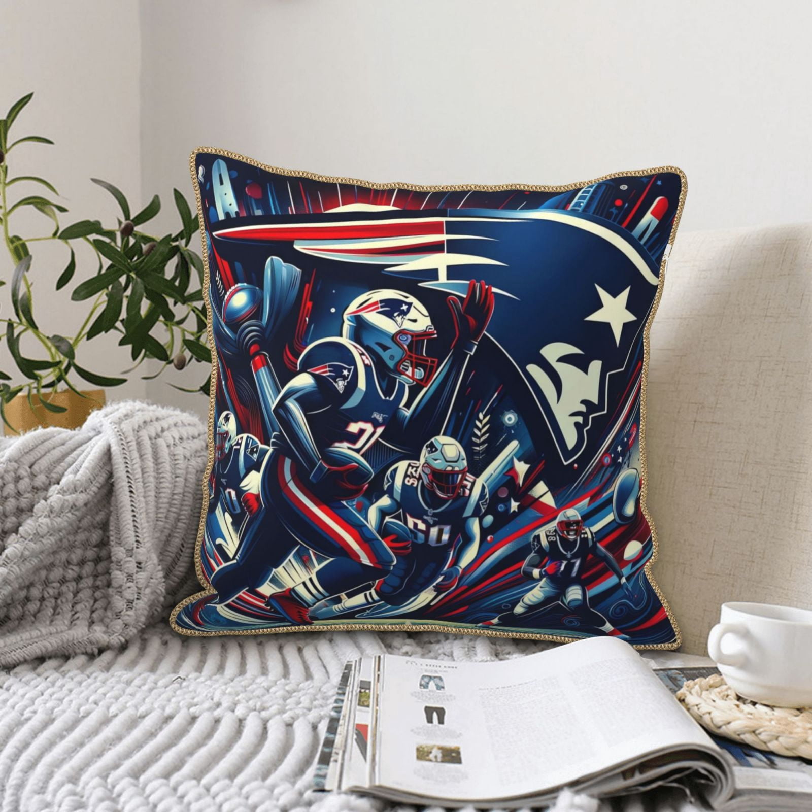 Patriots Football Team Custom Velvet Border Pillow Cover Decorative ...