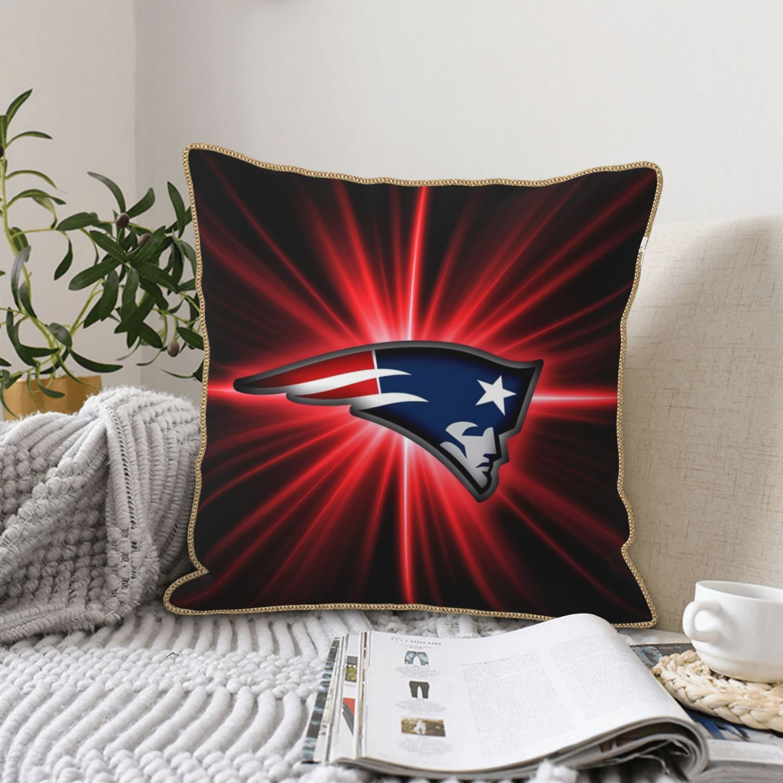 Patriots Football Team Custom Velvet Border Pillow Cover Decorative ...
