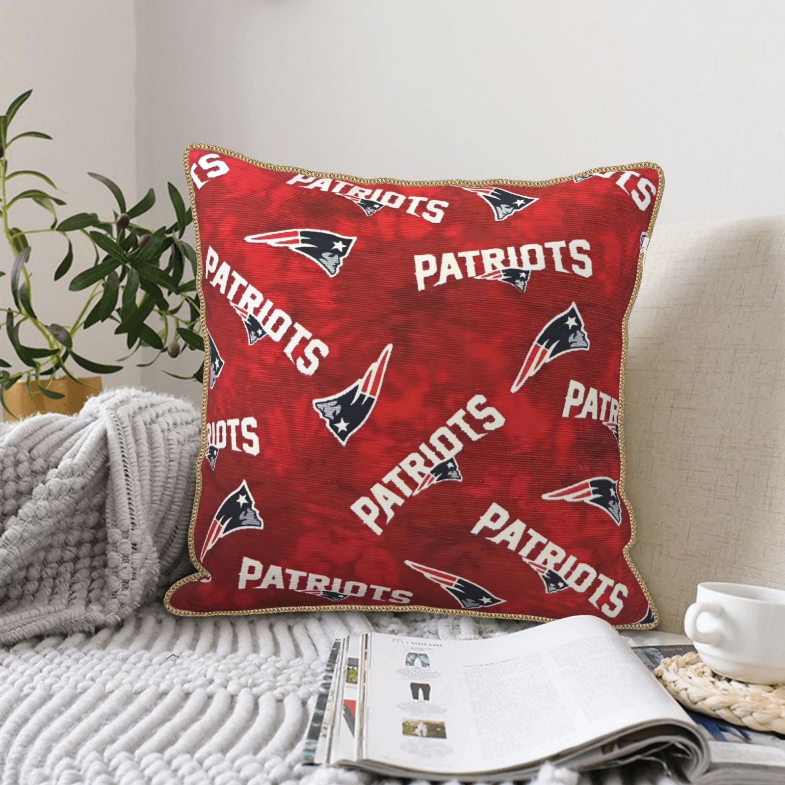 Patriots Football Team Custom Velvet Border Pillow Cover Decorative ...