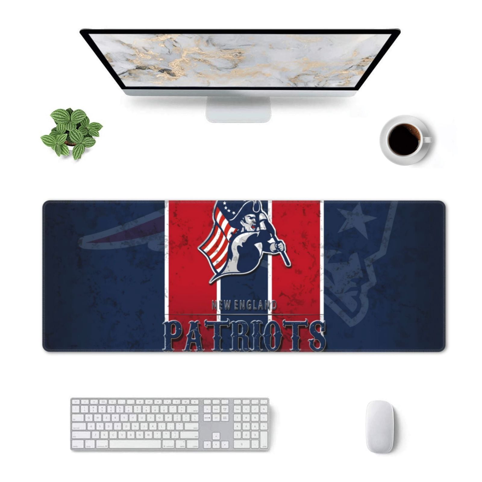 Patriots Football Team Pattern Oversized Rubber Keyboard Pad 12x31.5 ...