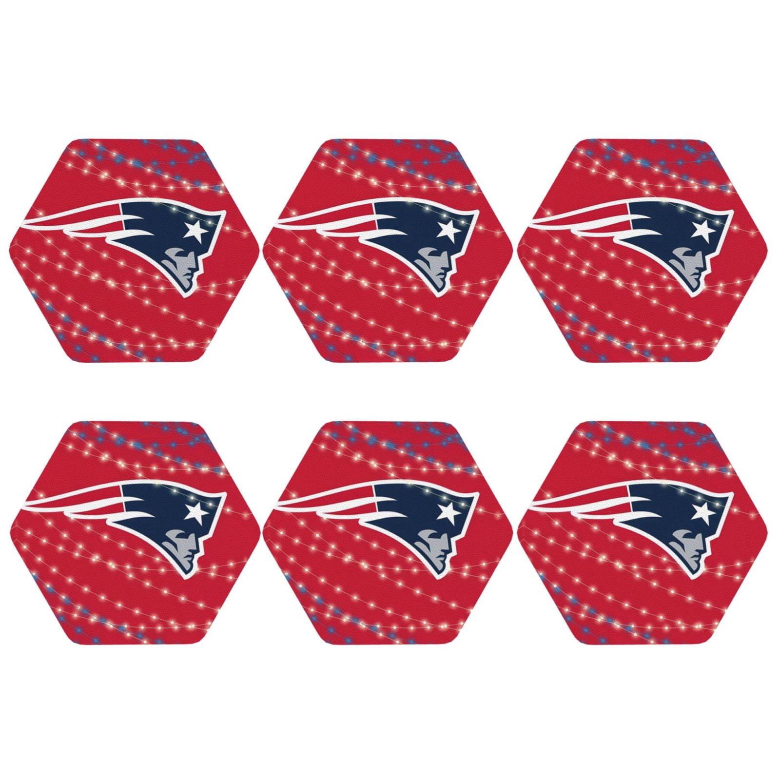 Patriots Football Team Themed Leather Coasters 6 Pack, Splash-Proof Non ...
