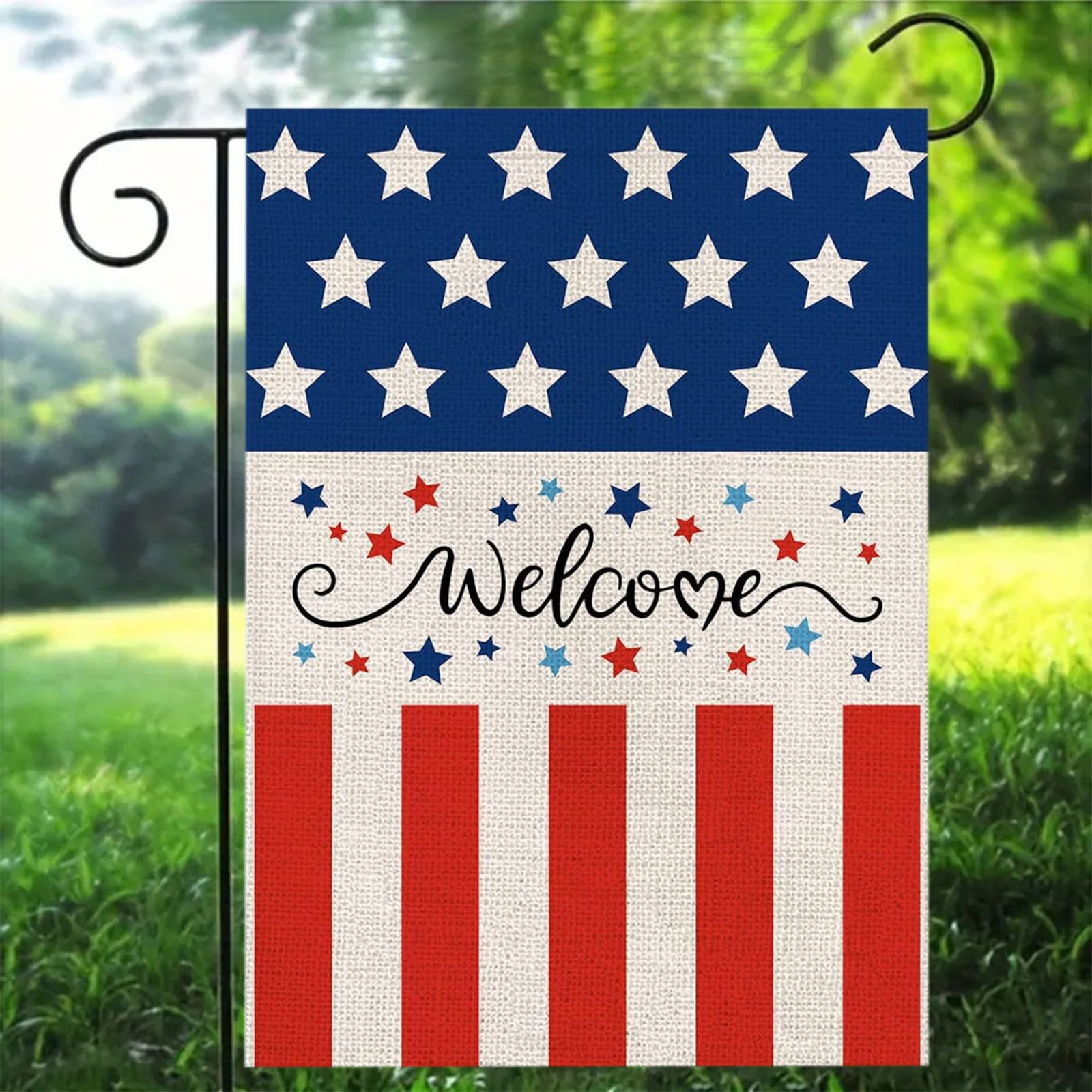 Patriots Garden Flag Blue Star Red USA Flag Background Bold July Fourth ...