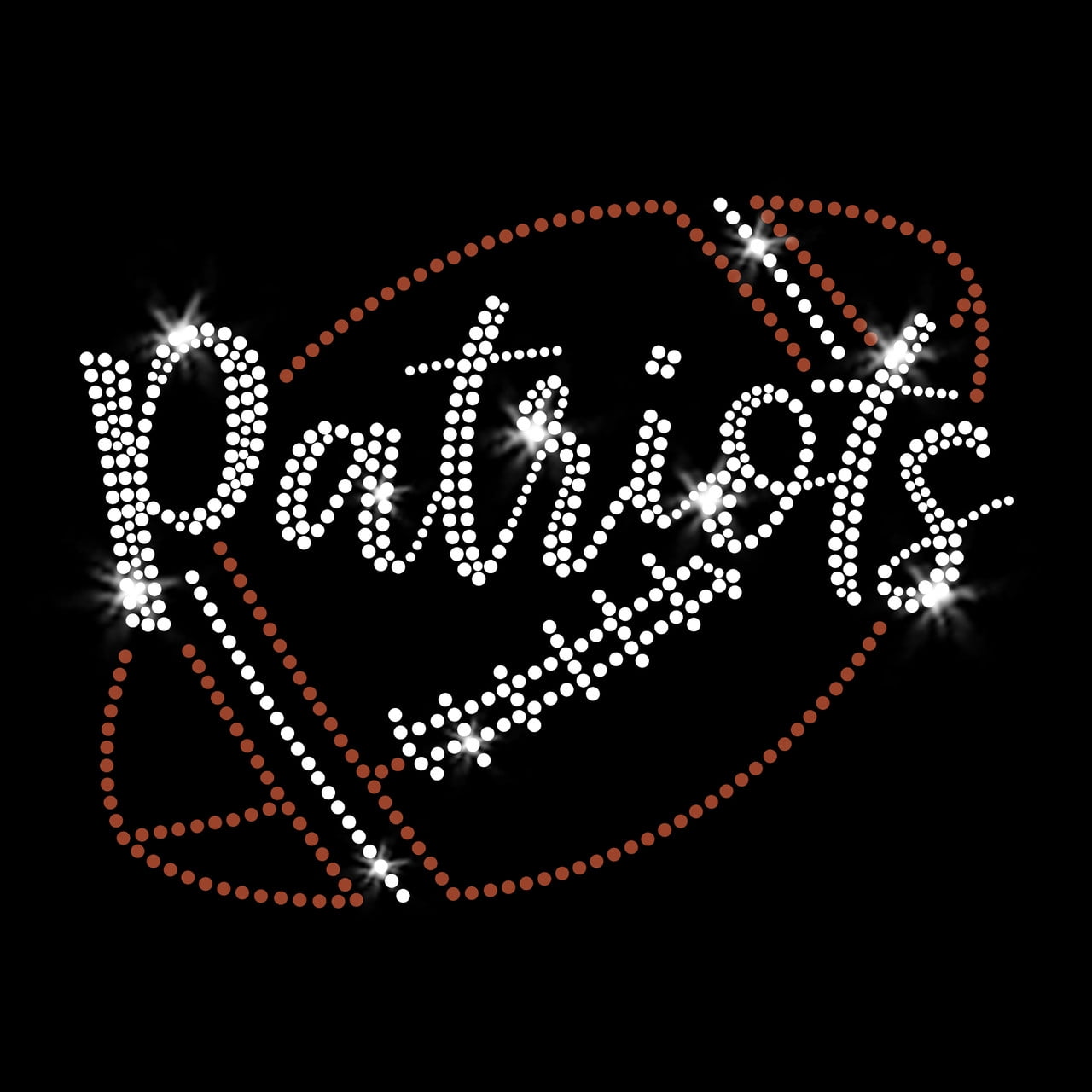 Patriots Script Football Sparkly Bling Iron-on Clear Crystal Rhinestone ...