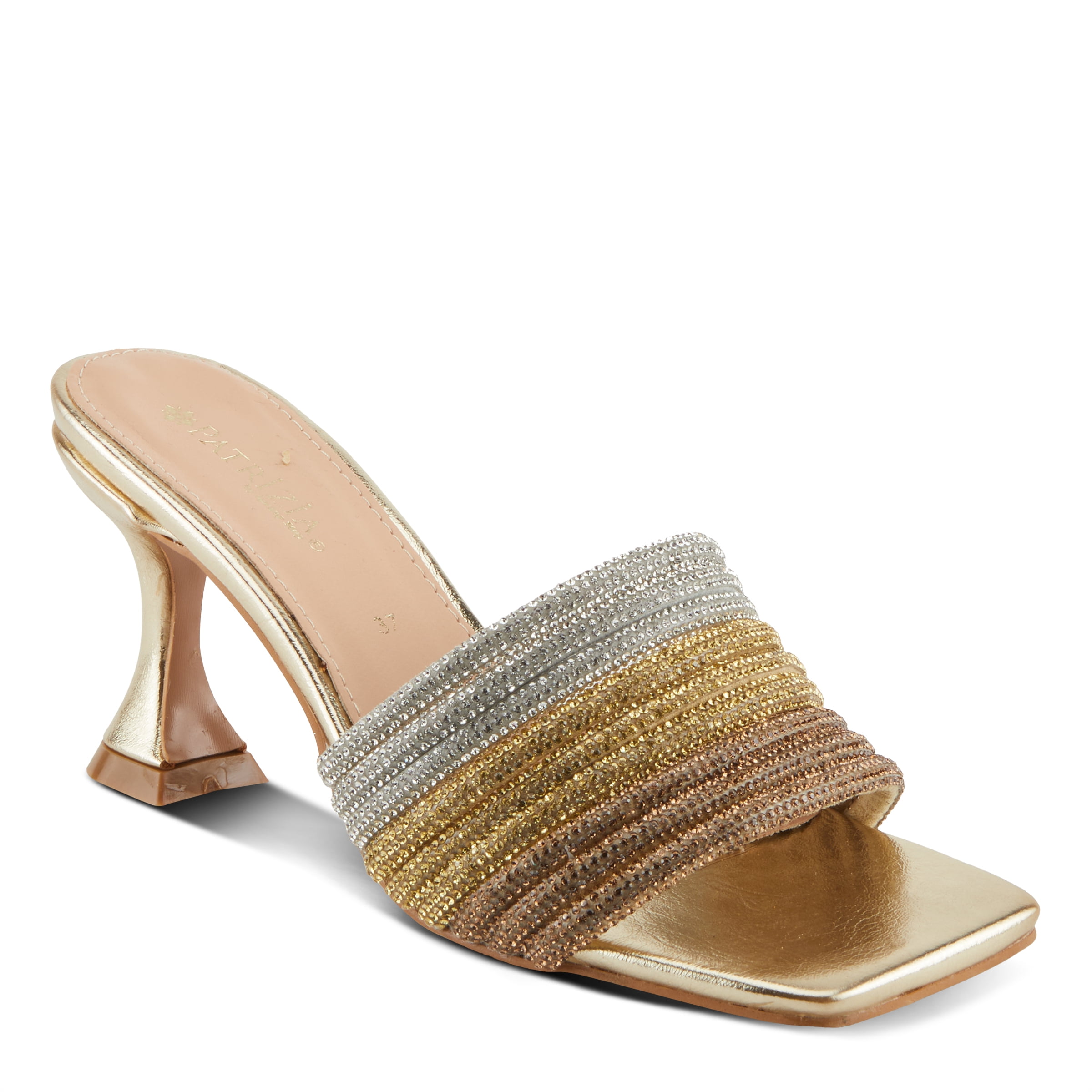 Patrizia Women's PAULSON Tricolor Crystal Slide Heeled Sandals Gold ...