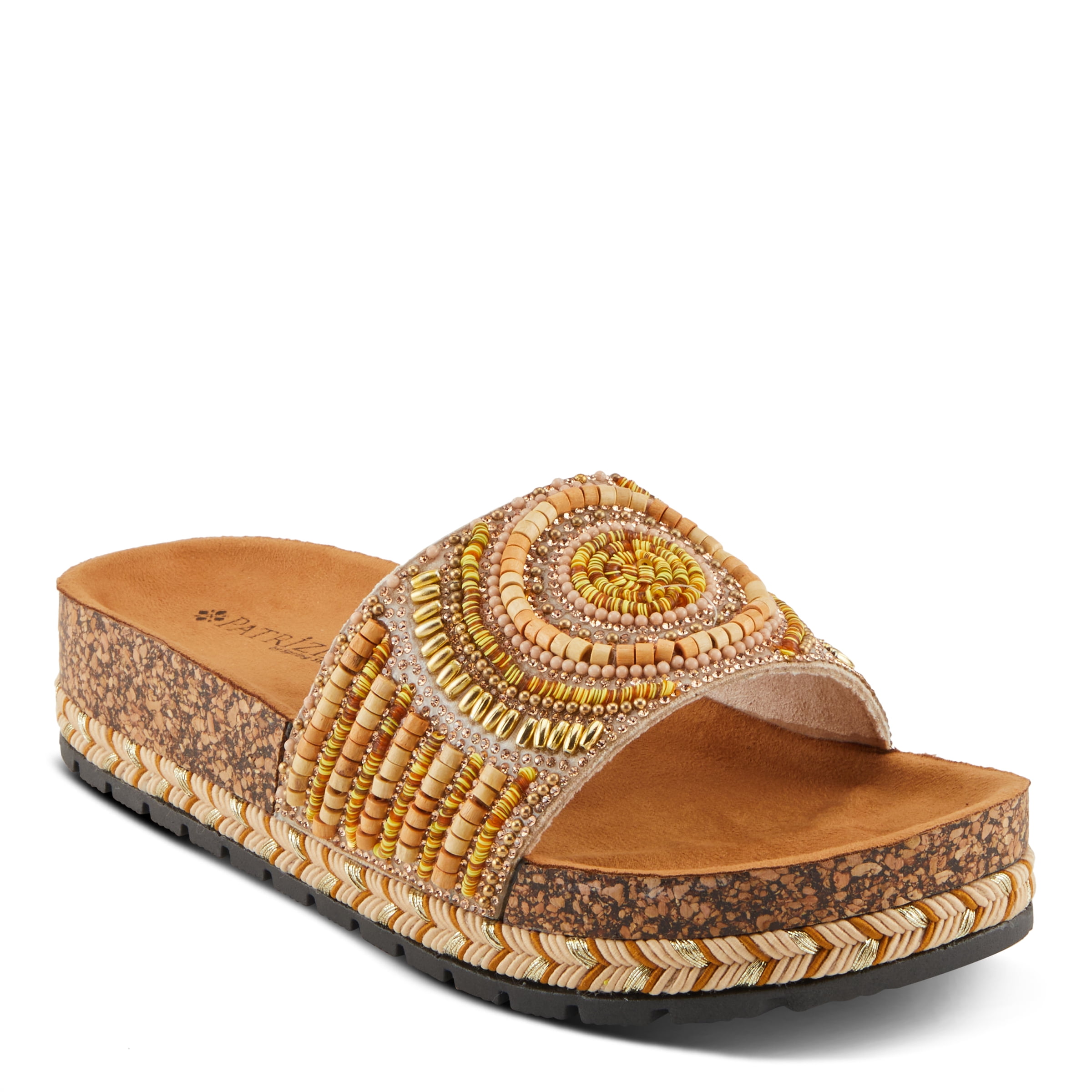 Patrizia Women's SWIRLA Multicolor Beaded One-Band Slide Cork Wedge ...