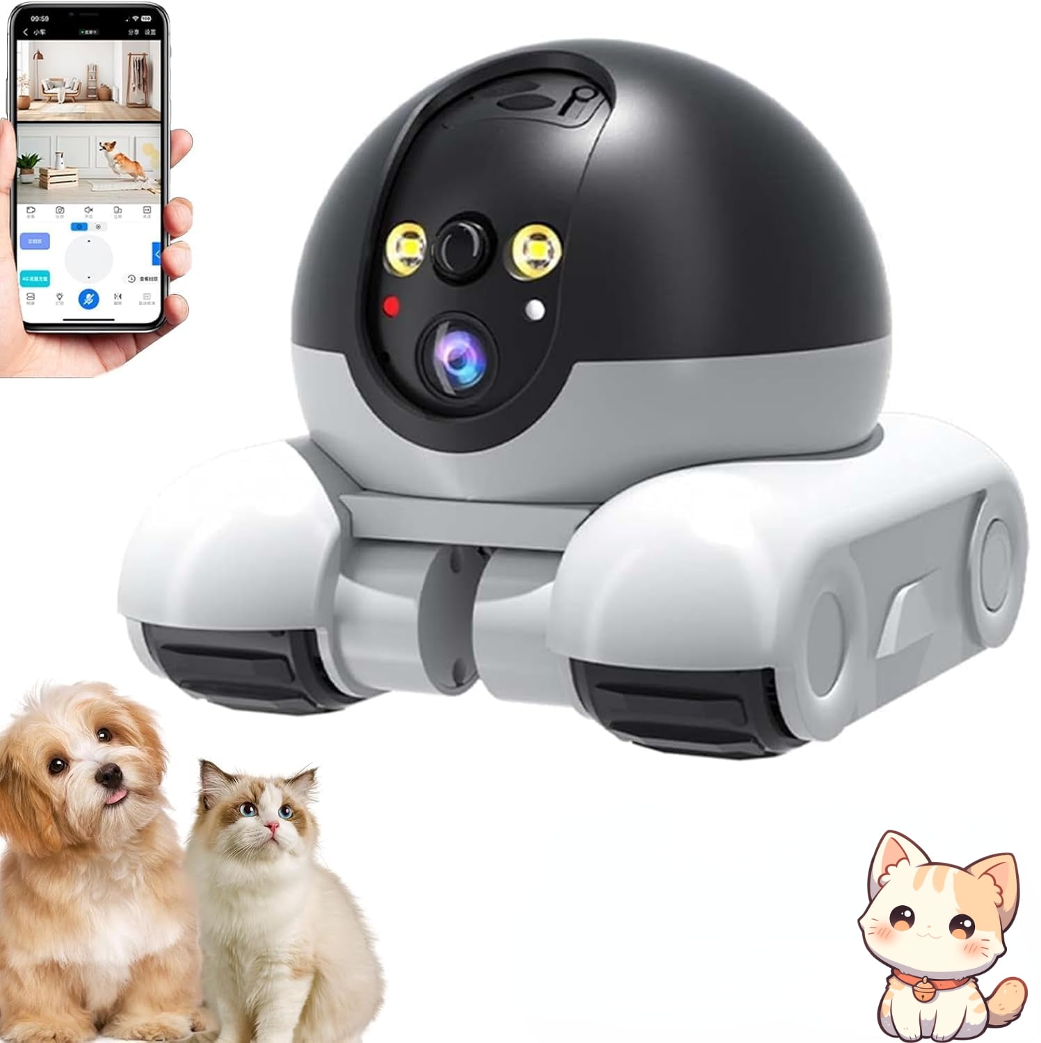Patrol Buddy Robot Camera, Robot Camera On Wheels, 1080p Dual Lenses ...