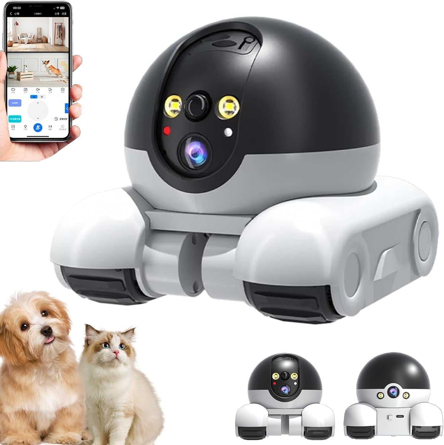 Patrol Buddy Robot Camera, Robot Camera On Wheels, 1080p Dual Lenses ...