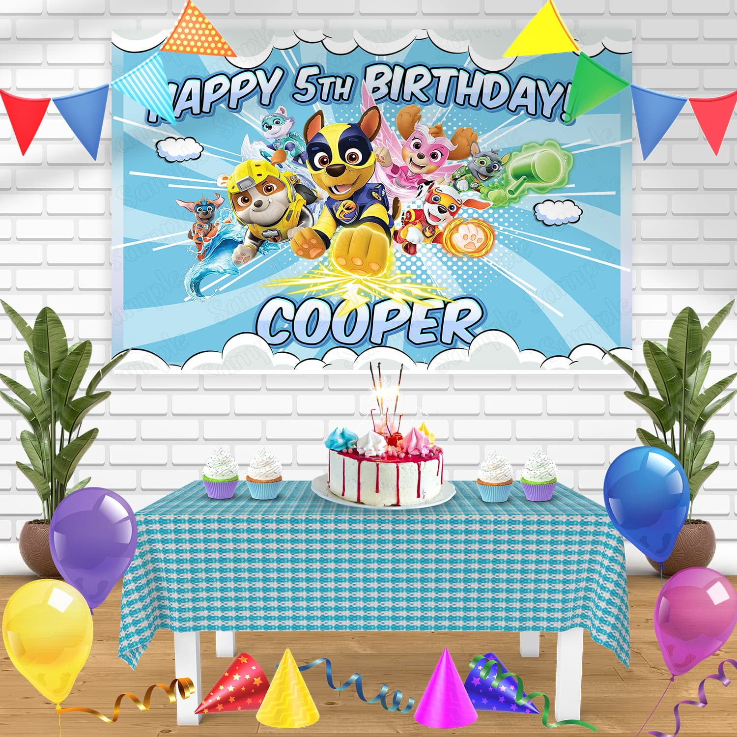 BirthdayJungle Personalized Paw Patrol Birthday Banner, 60x44 Inches ...