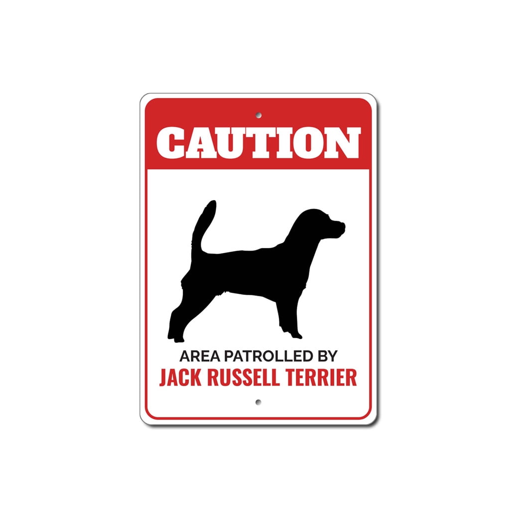 Patrolled By Jack Russell Terrier Caution Aluminum Metal Decor Sign ...