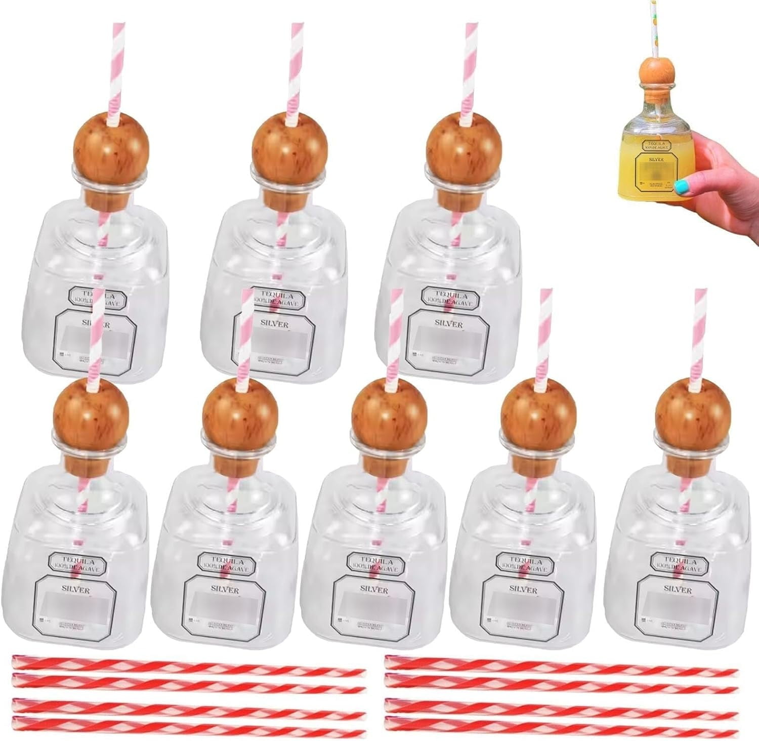 Patron Reusable Cups with Straw, 13oz Acrylic Patron Bottles Empty for ...