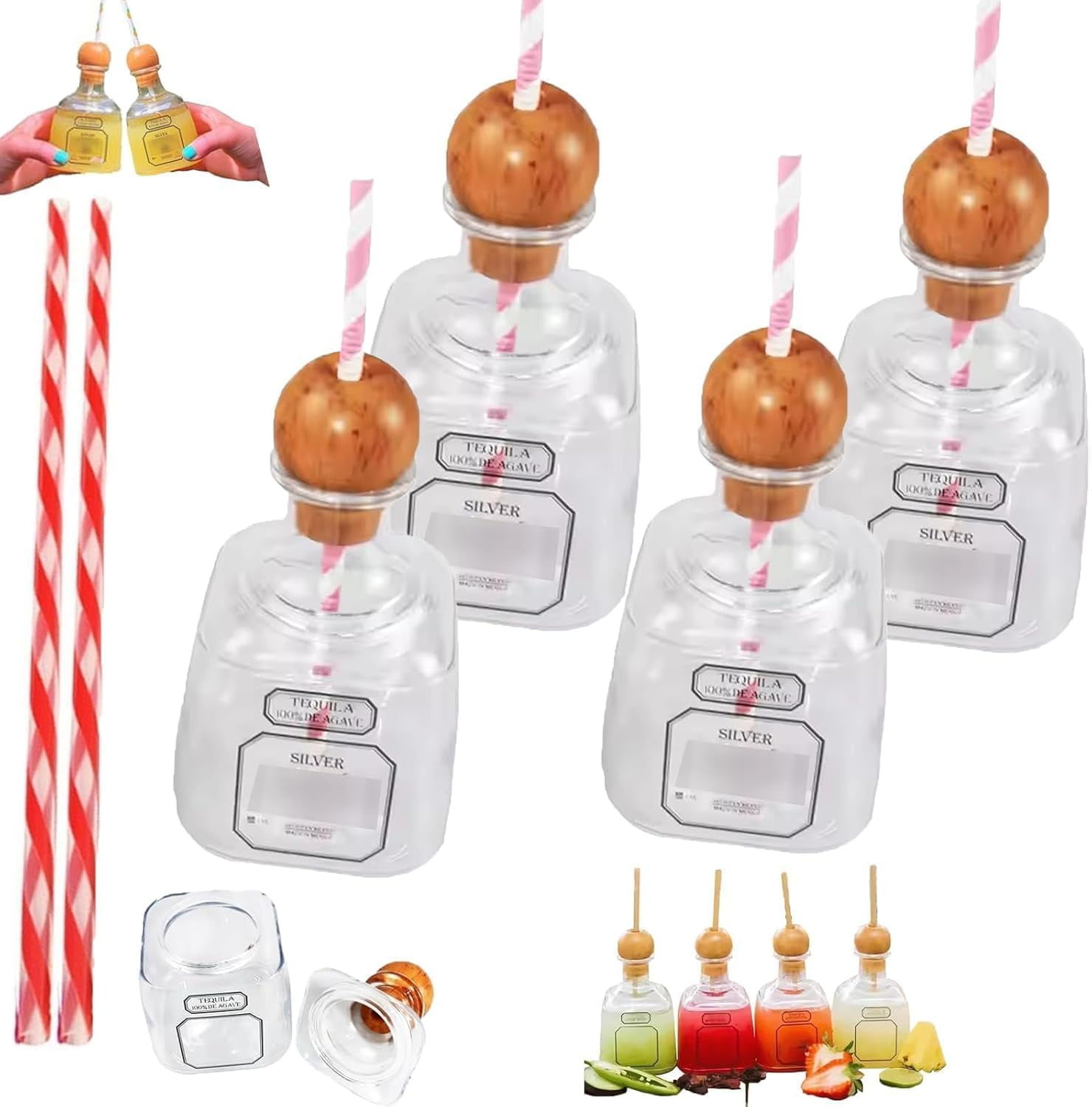 Patron Reusable Cups With Straw,Patron Bottles Empty for Drinks,Acrylic ...