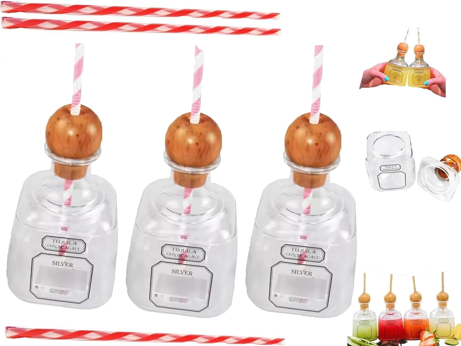 Patron Reusable Cups With Straw,Patron Bottles Empty for Drinks,Acrylic ...