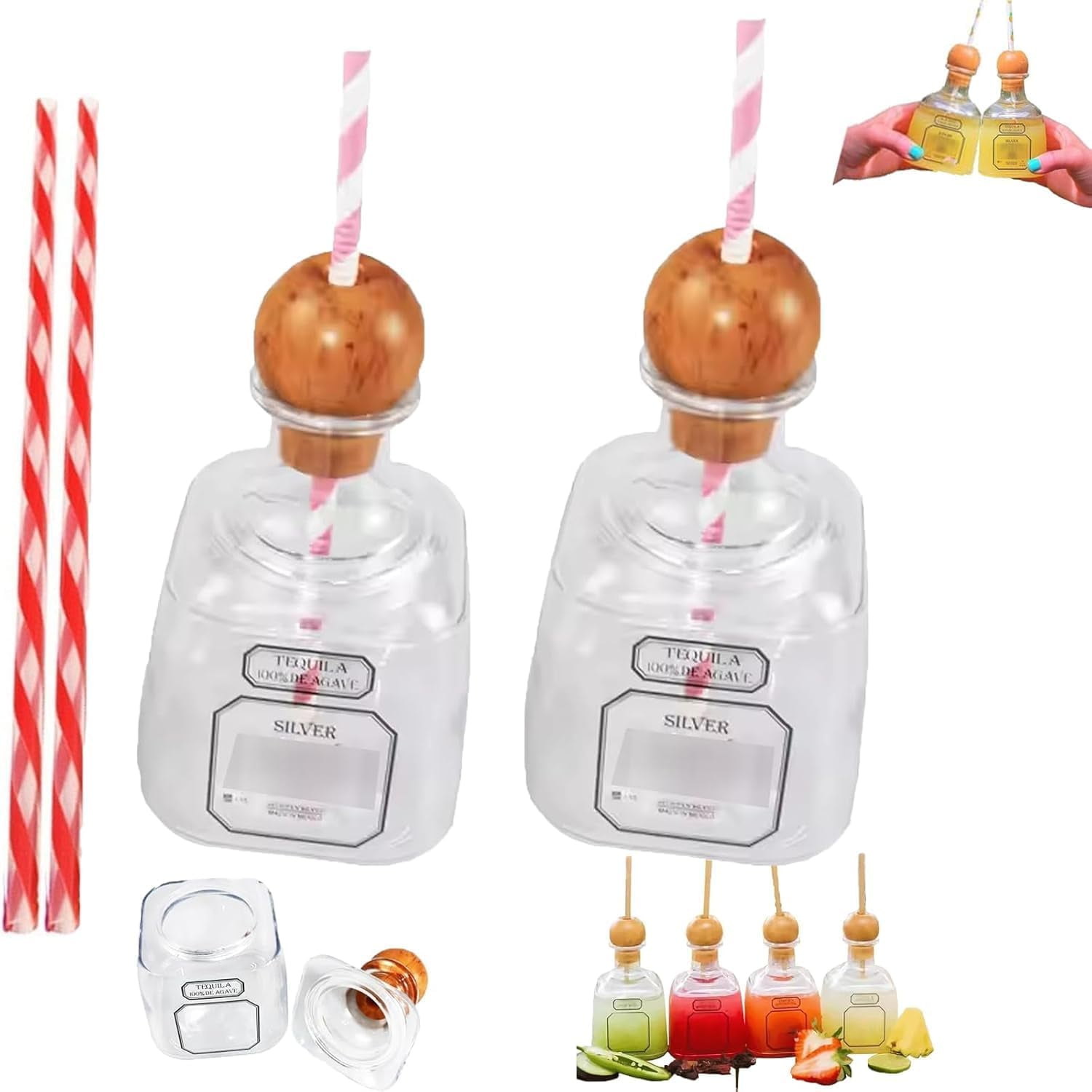 Patron Reusable Cups With Straw,Patron Bottles Empty for Drinks,Acrylic ...