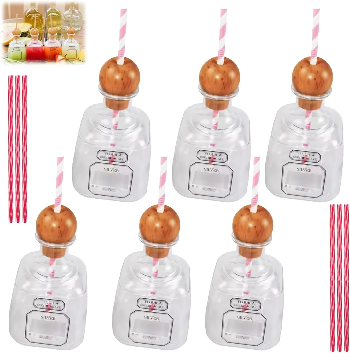 Patron Reusable Cups with Straw -375ml Patron Mini Glass Bottle with ...