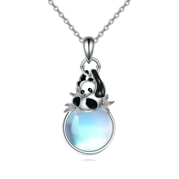 Panda Necklace 925 Sterling Silver Moonstone Panda Pendant Animal ...