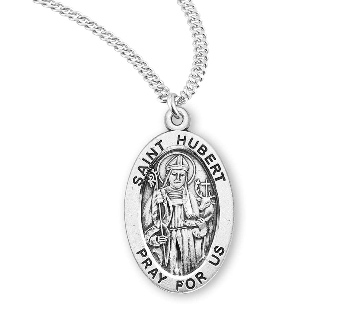 HMH Die Struck Hand Engraved Patron Saint Hubert Oval Sterling Silver ...