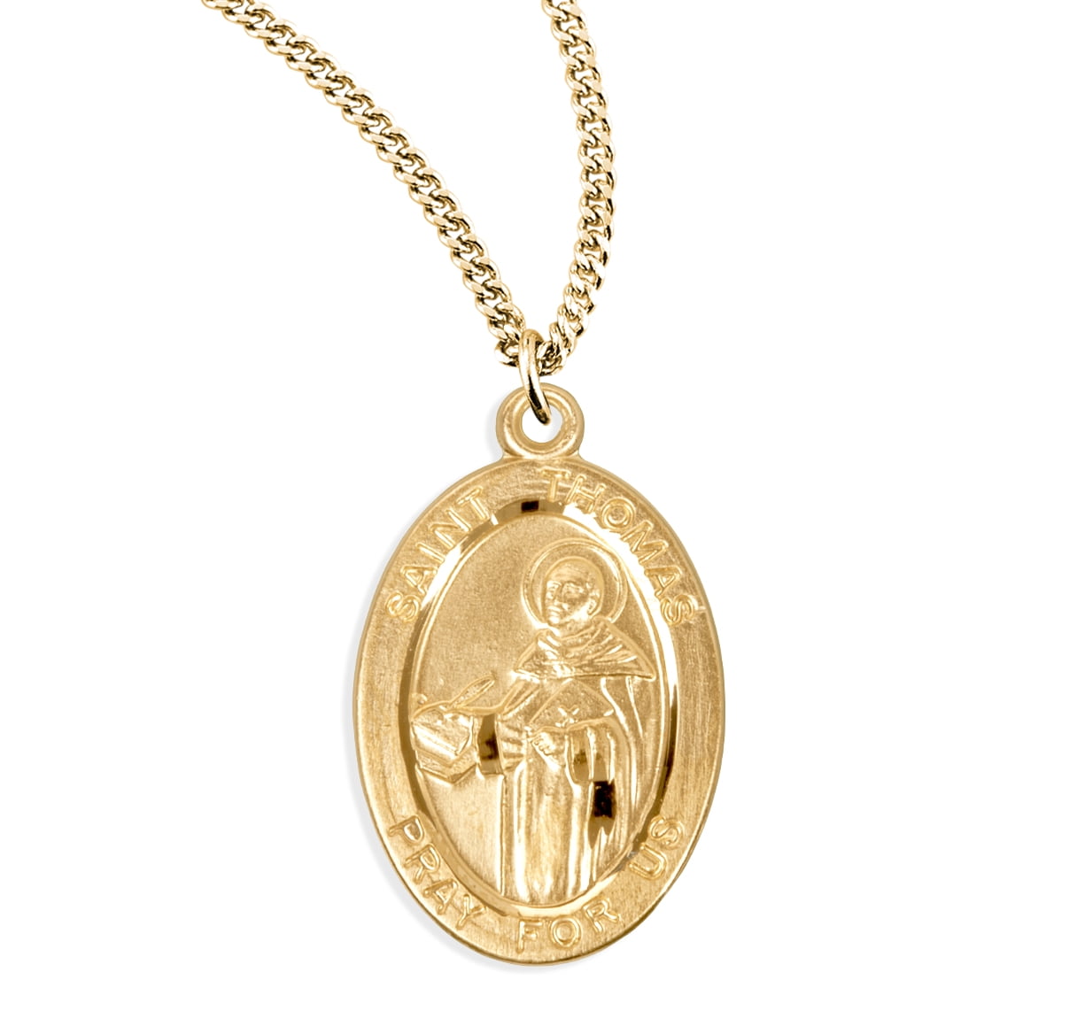 Patron Saint Thomas Oval Gold Over Sterling Silver Medal - Walmart.com