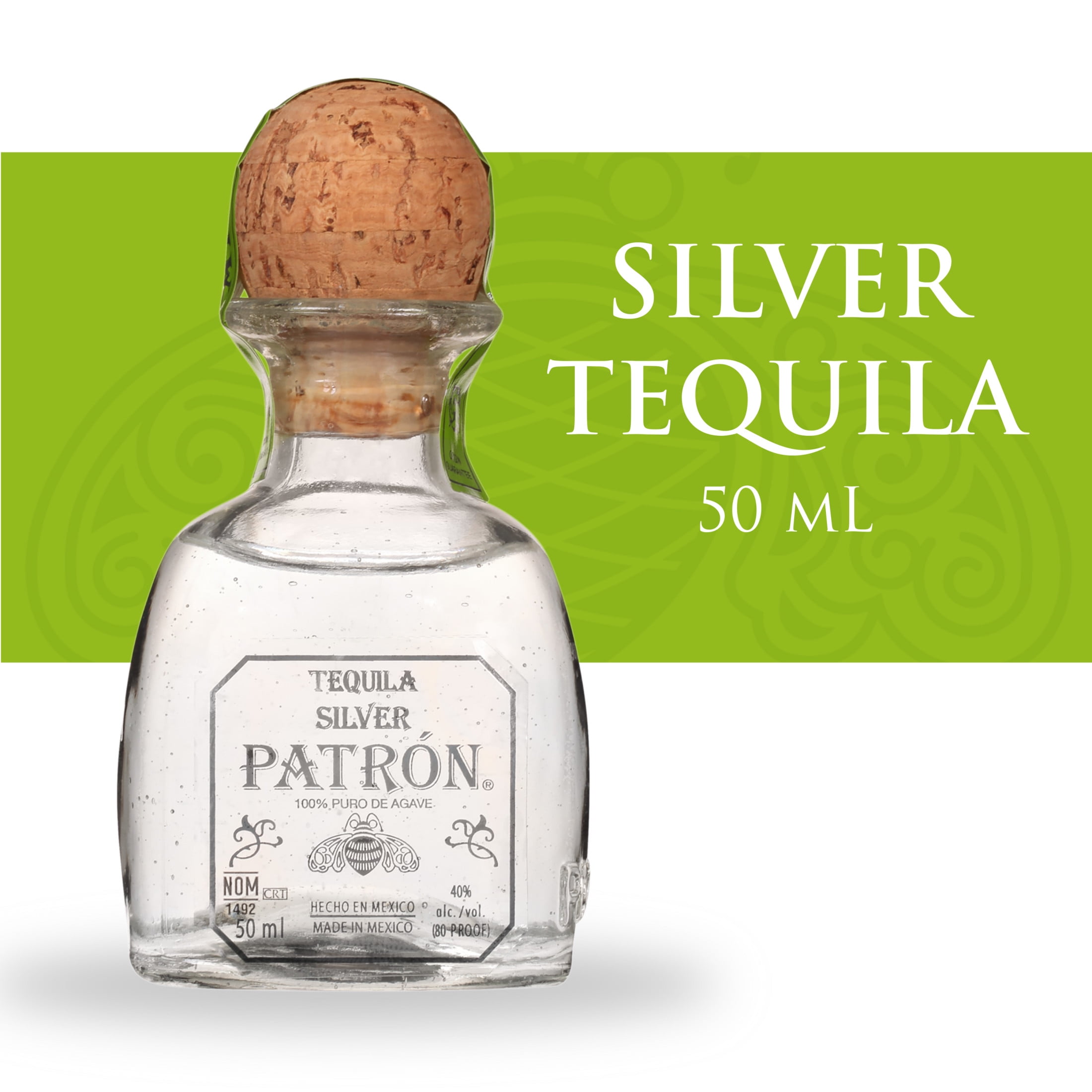 Patron Silver Tequila, 40% ABV - 50 mL Bottle - Walmart.com