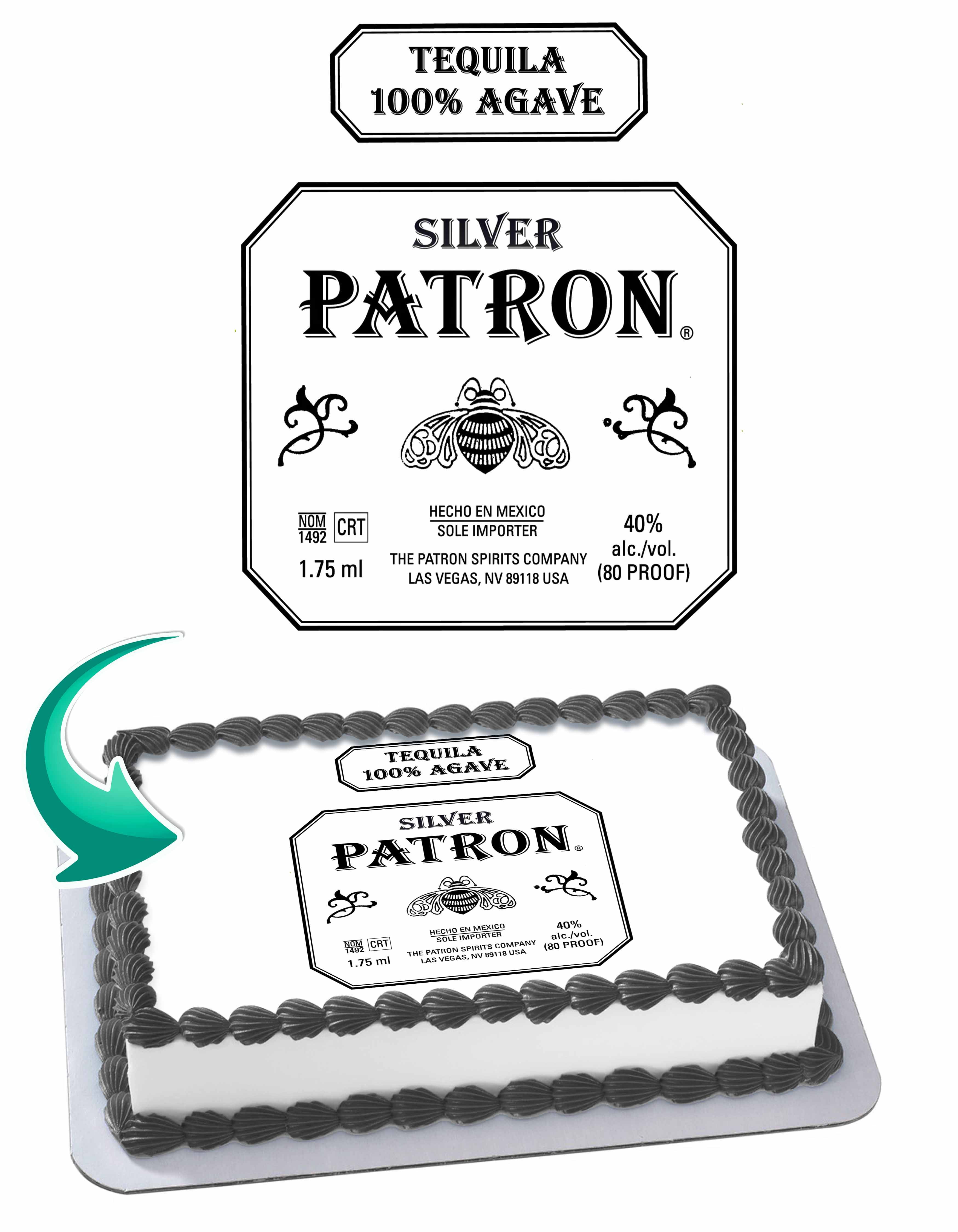 Patron Tequila Edible Image Cake Topper Personalized Birthday Sheet ...