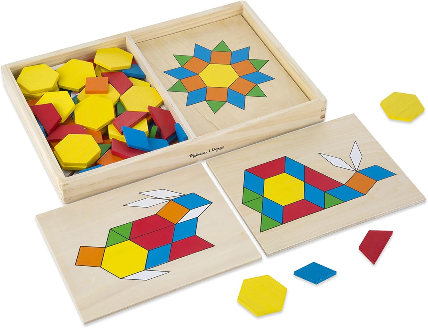 Pattern Blocks and Boards - Wooden Classic Toy With 120 Solid Wood ...