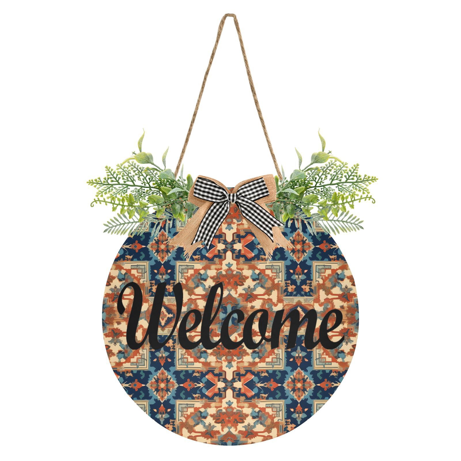 Pattern Boho and Vintage Welcome Sign for Front Door Wreath Door Sign ...