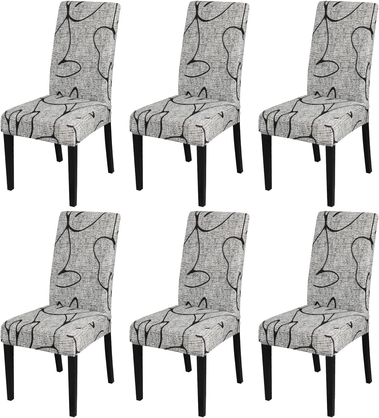 Pattern Chair Covers for Dining Room Set of 6, High Stretch Removable ...