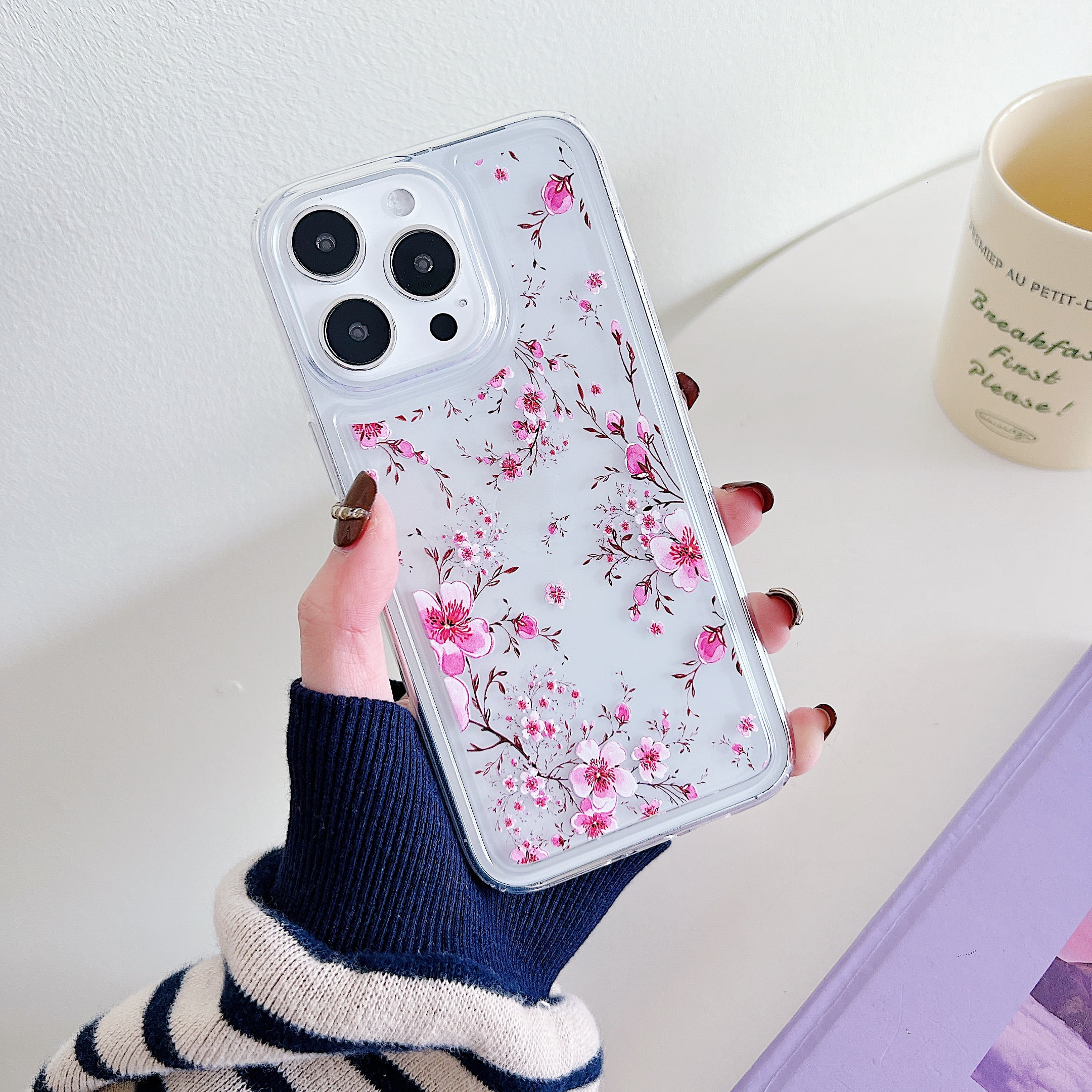 Pattern Clear Case for iPhone 16 Pro Cute Flower Floral Pattern Slim ...