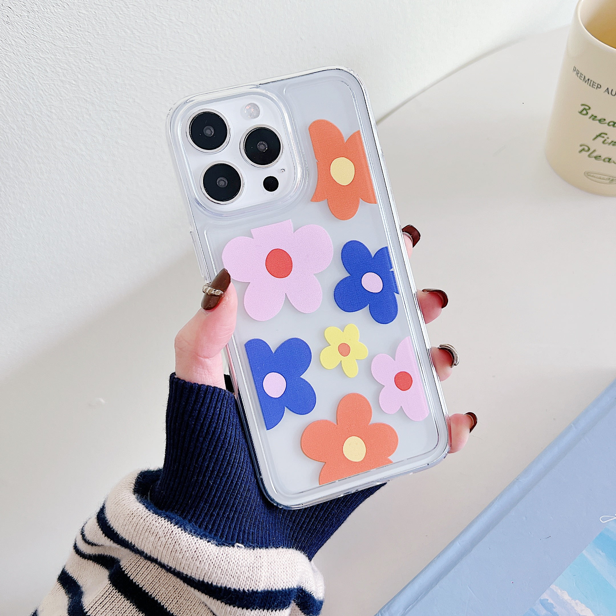 Pattern Clear Case for iPhone 16 Pro Cute Flower Floral Pattern Slim ...