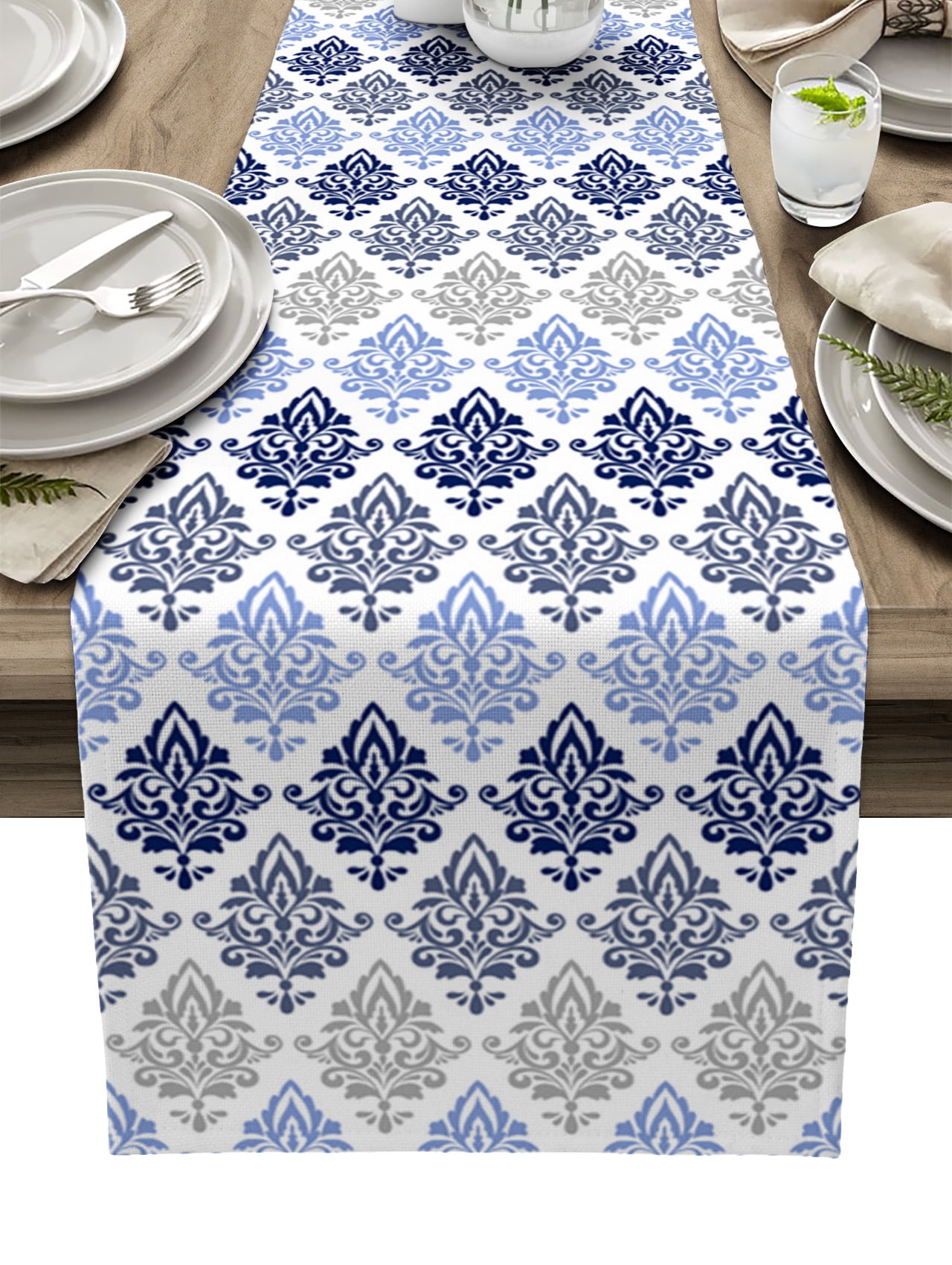 Pattern Gradient Navy Blue New Table Runner for Dining Table Luxury ...