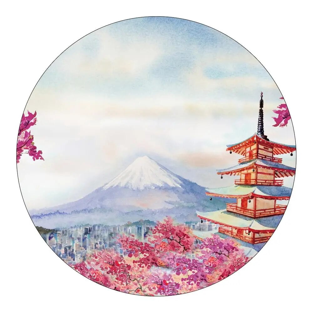 Pattern Japan Fuji Mountain Round Carpets Washable Anti-slip Bedroom ...
