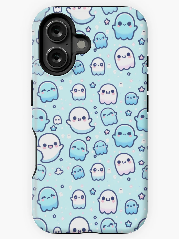 Pattern Of Cute Little Kawaii Ghosts Pastel Blue iPhone 11 12 13 14 15 ...