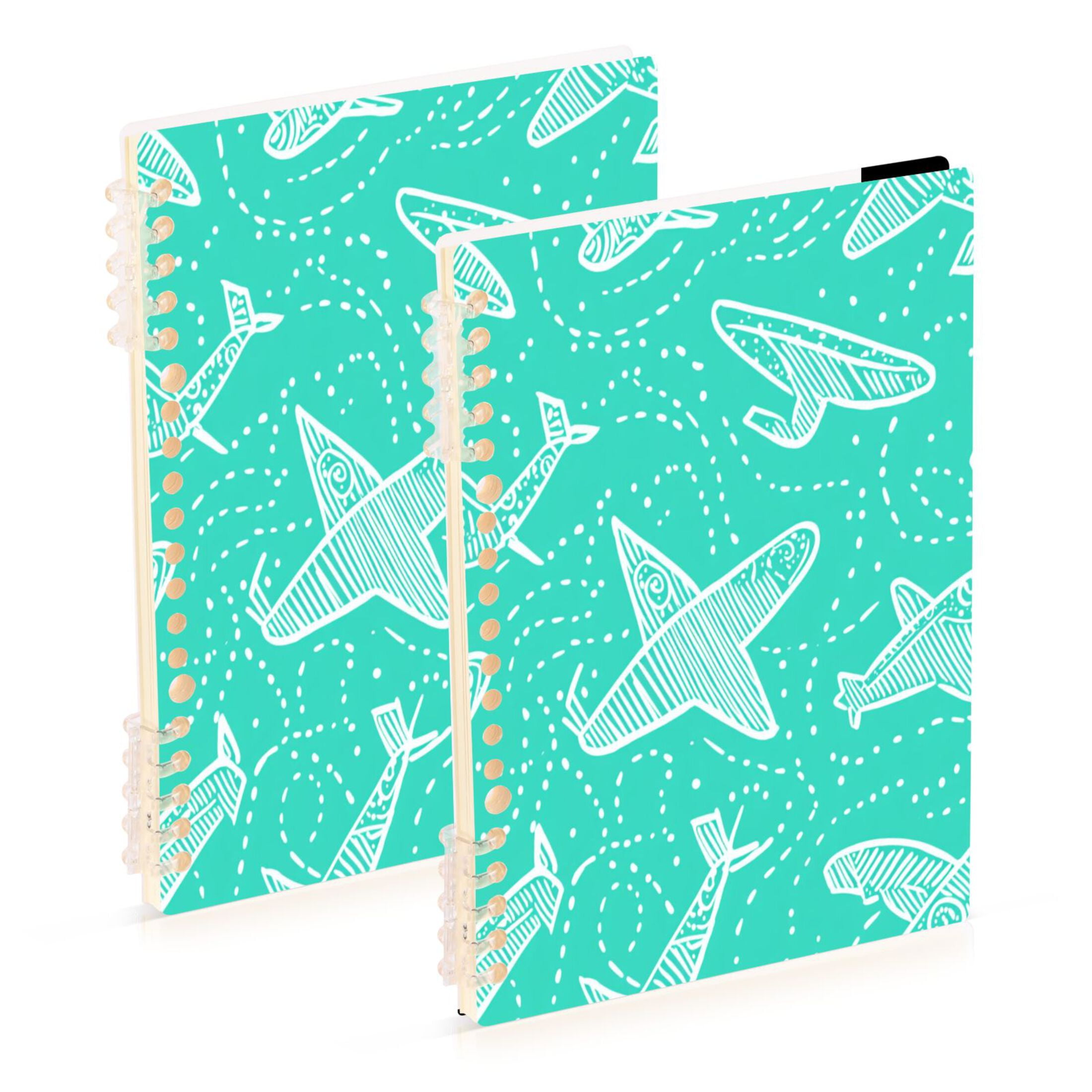 Pattern Of Doodle Airplanes 2-Piece A5 PP Notebooks, Adjustable Rings ...