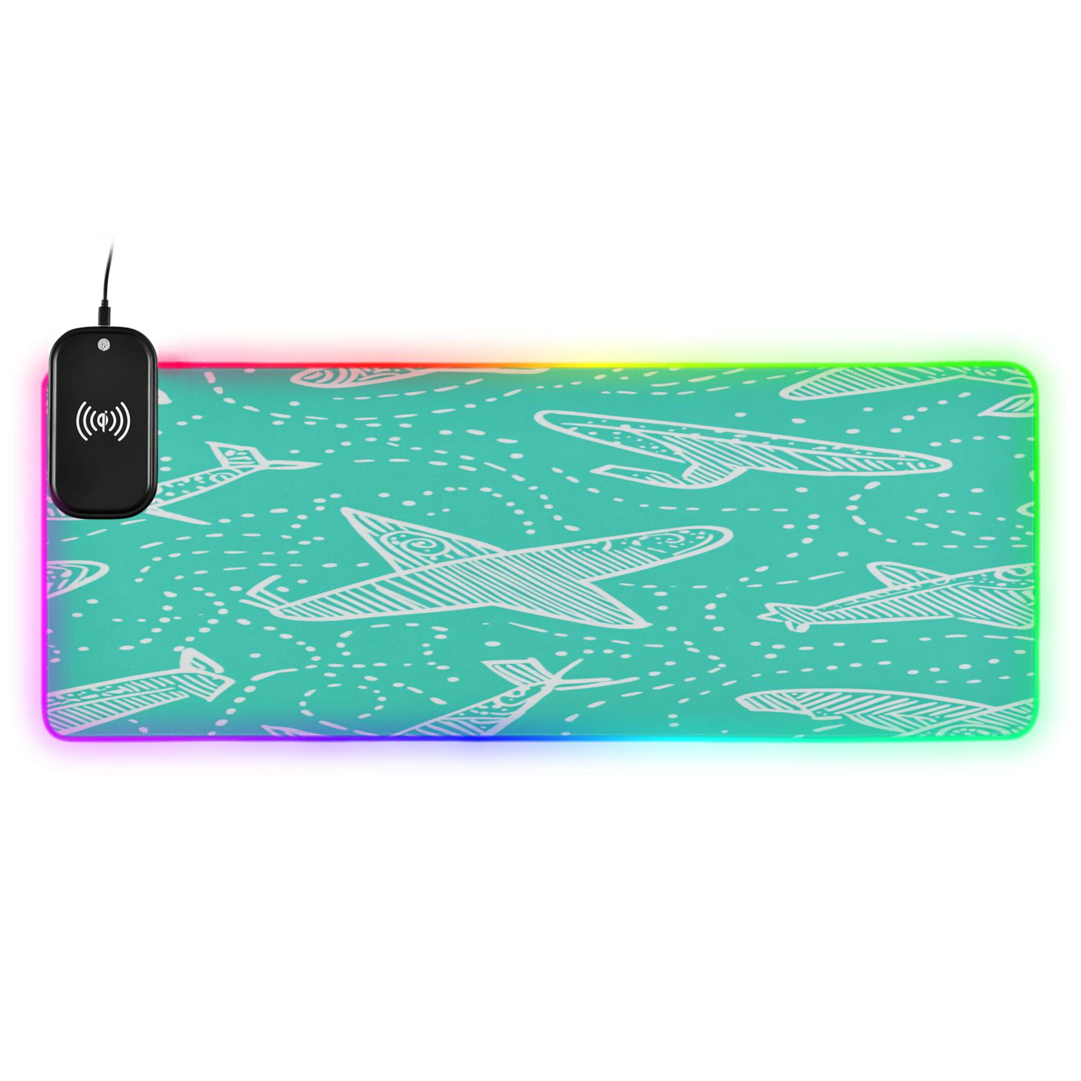 Pattern Of Doodle Airplanes Large RGB Gaming Mouse Pad with Fast ...