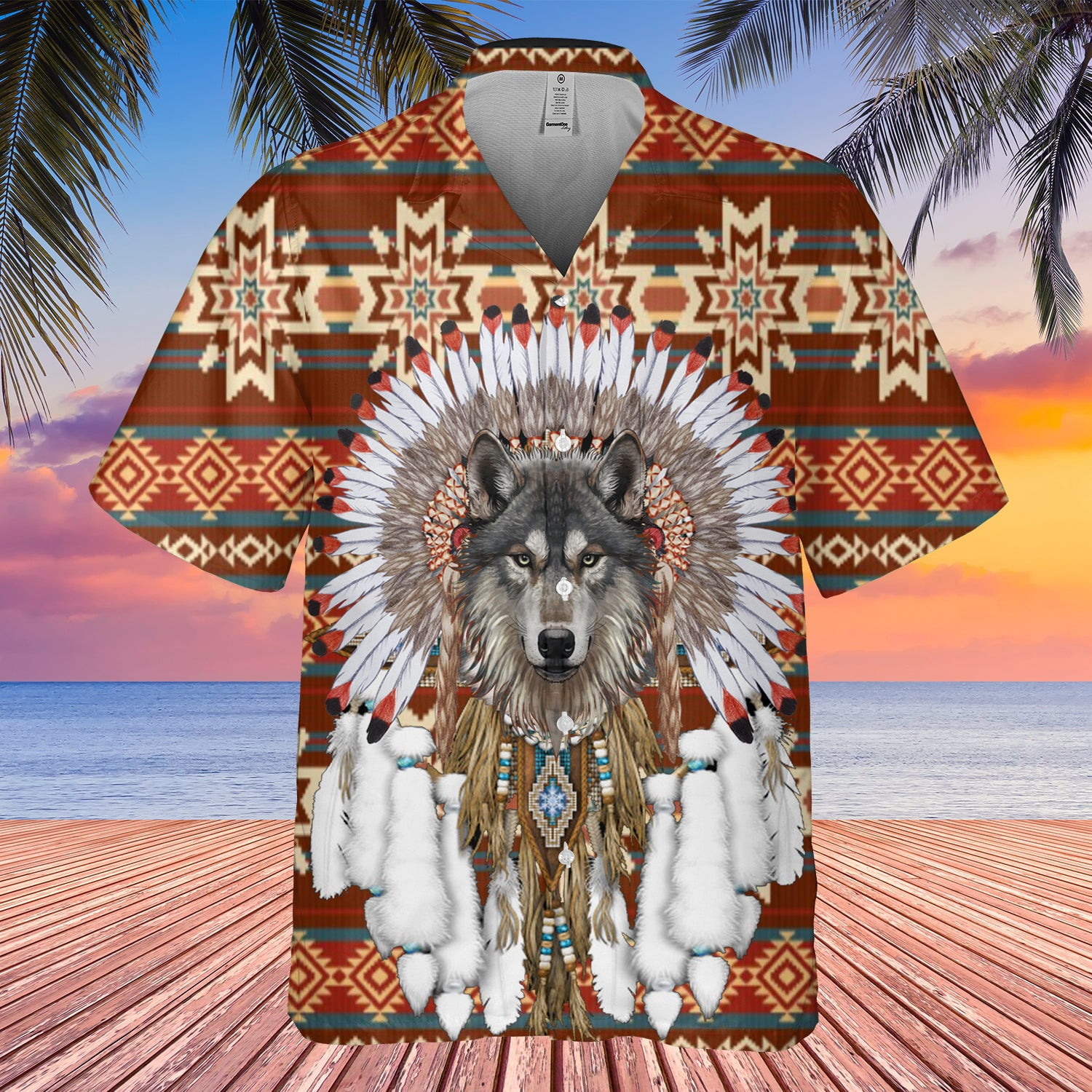 Pattern Red Wolf Hawaiian Shirt 3D - Walmart.com
