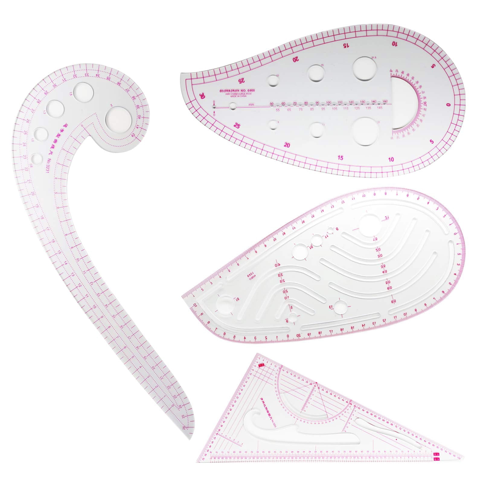 Pattern Sewing Rulers Set, 4 Styles Plastic Sew French Curve Ruler ...